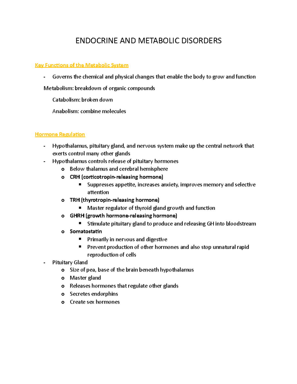 Pathology-Endocrine Metabolic Disorders - ENDOCRINE AND METABOLIC ...
