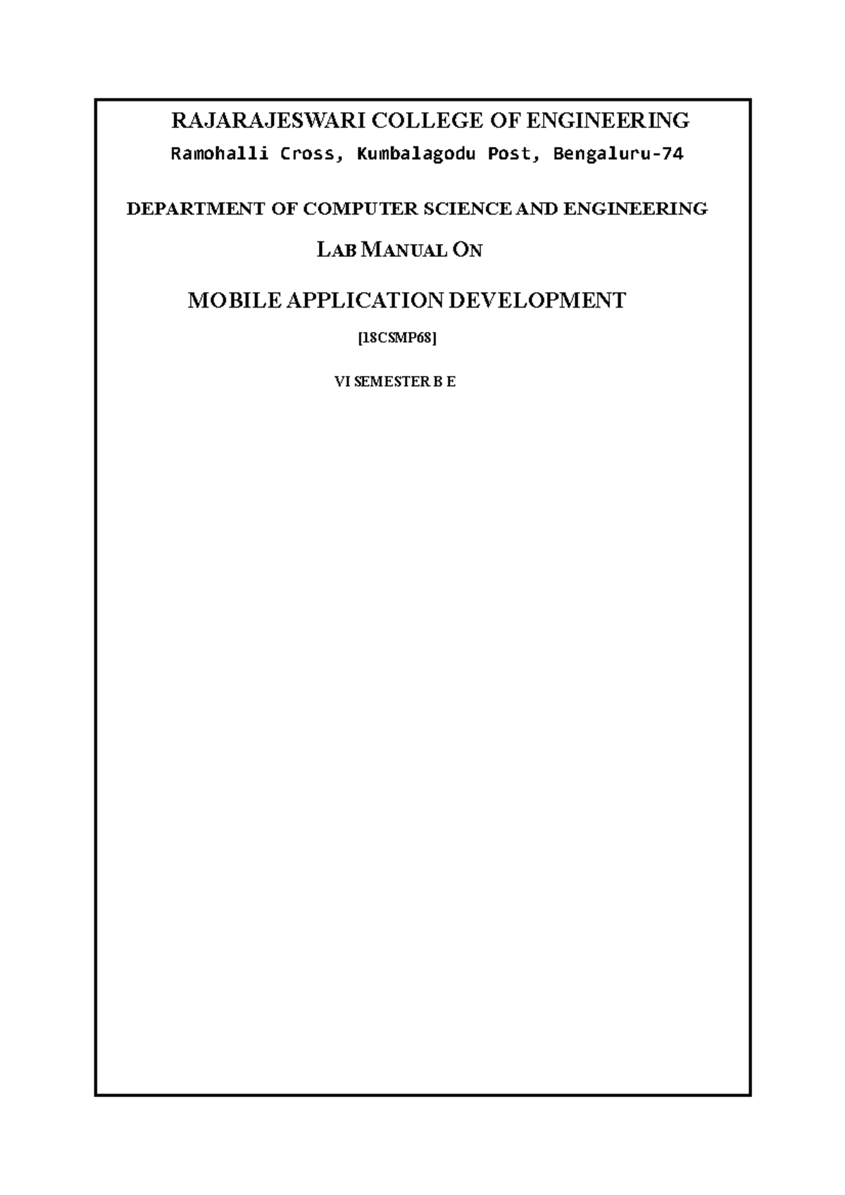 18CSMP68 Lab Manual Global Academy of Technology 20-21 - RAJARAJESWARI ...