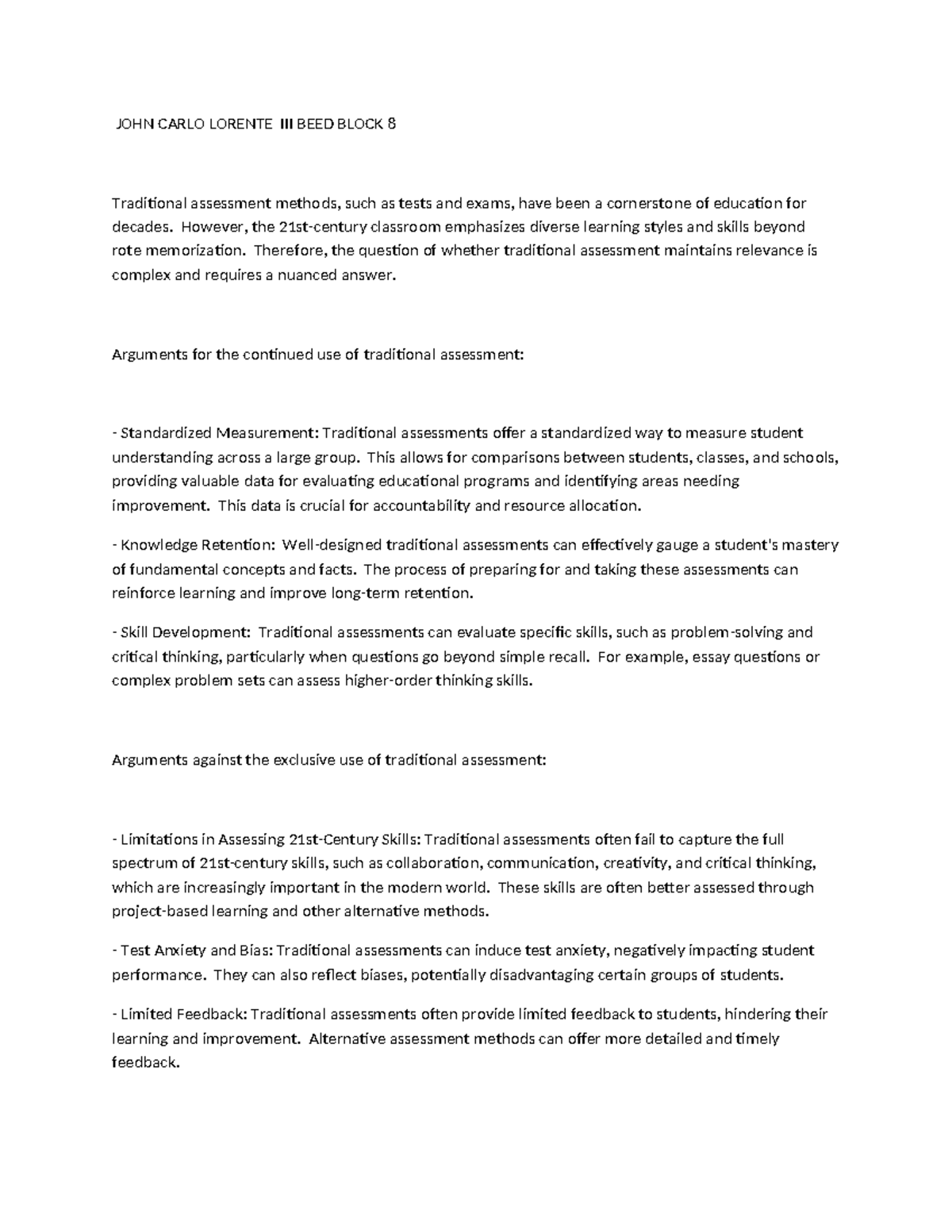 Sige - okay - JOHN CARLO LORENTE III BEED BLOCK 8 Traditional ...