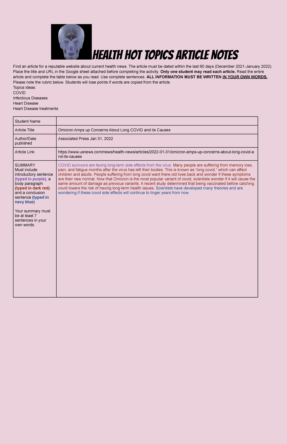 January 2022 Biomed Health HOT Topics - HEALTH HOT TOPICS ArticlE NOTES ...