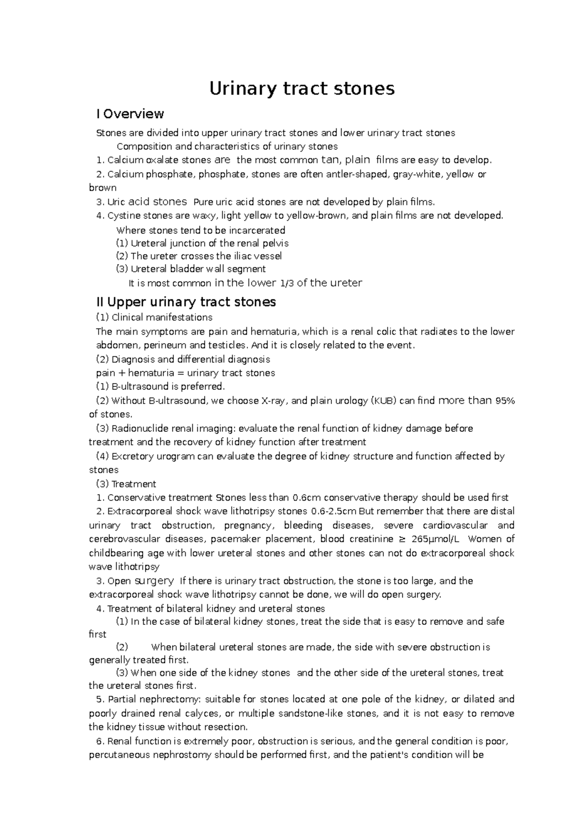 Urinary tract stones NRS111 - Urinary tract stones I Overview Stones ...