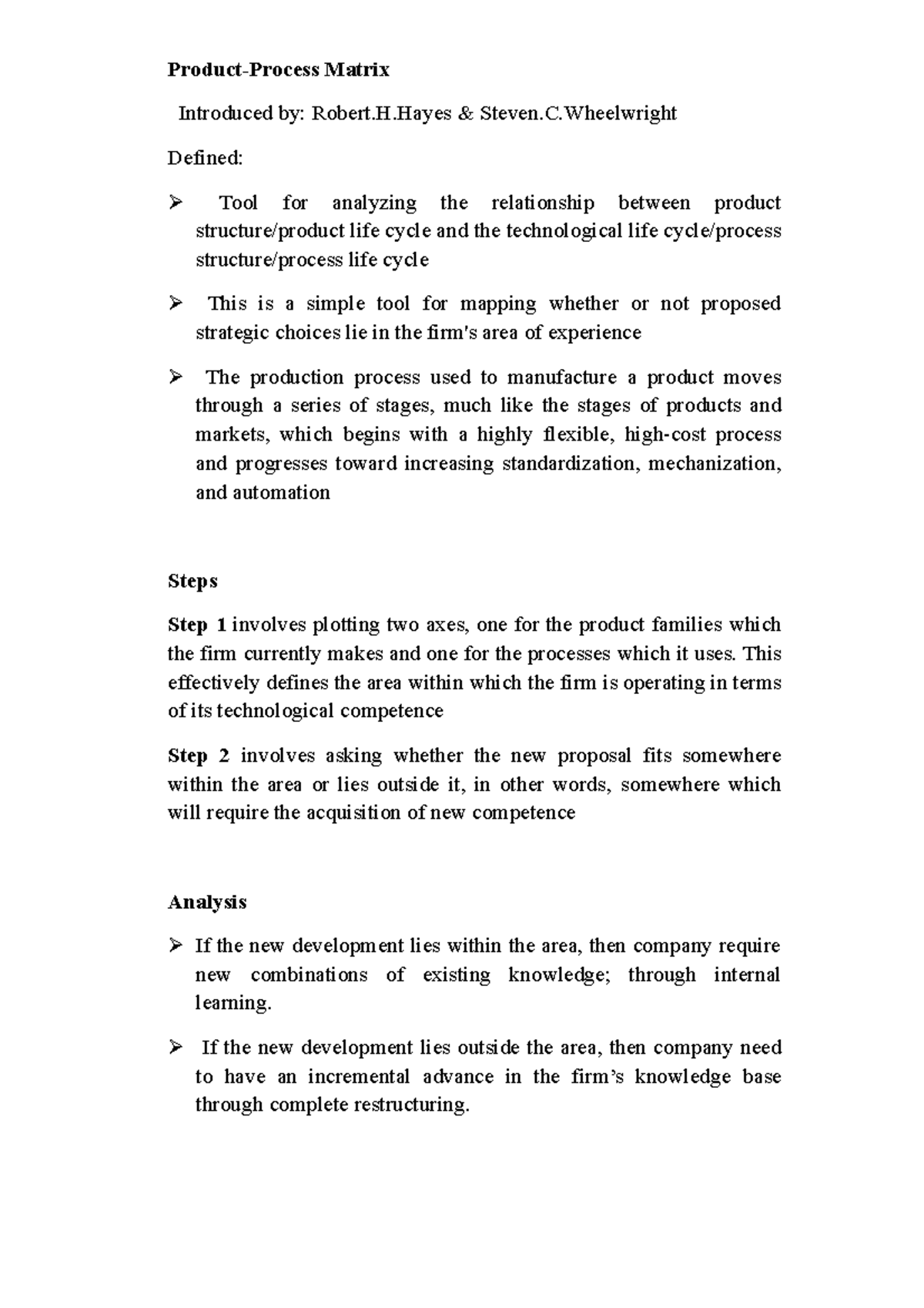 Product-Process Matrix - Product-Process Matrix Introduced by: Robert.H ...