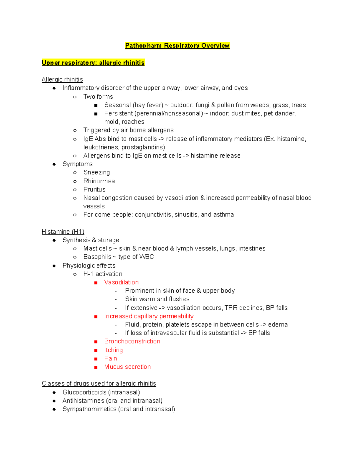 Pathopharm respiratory 1 - histamine, leukotrienes, prostaglandins ...