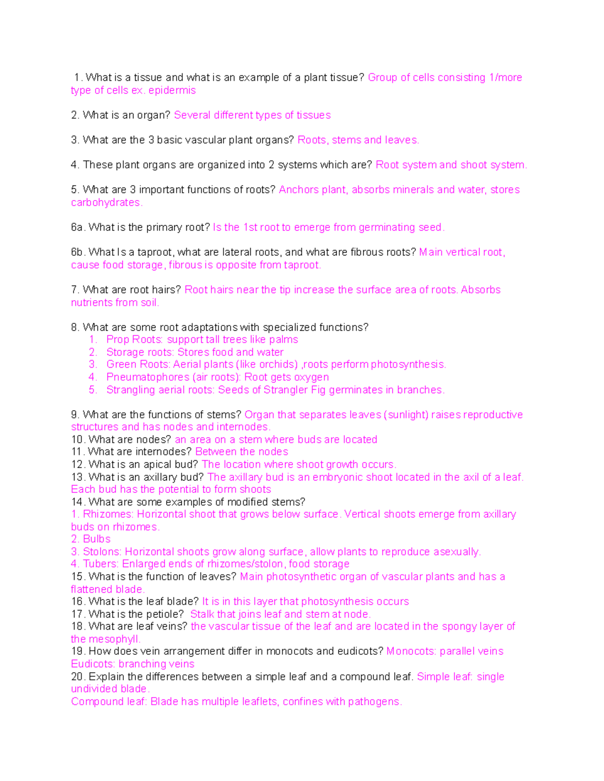 Bio 1002 section 2 - Lecture notes 2 - What is a tissue and what is an ...