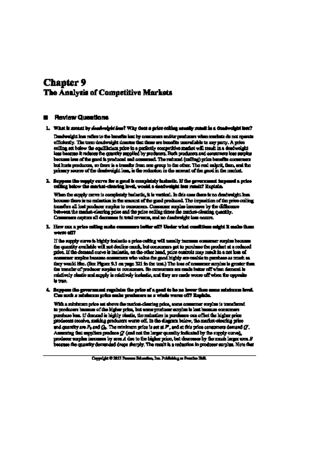 Ch09 - Intermediate microeconomics practice - Chapter 9 The Analysis of Competitive Markets ...