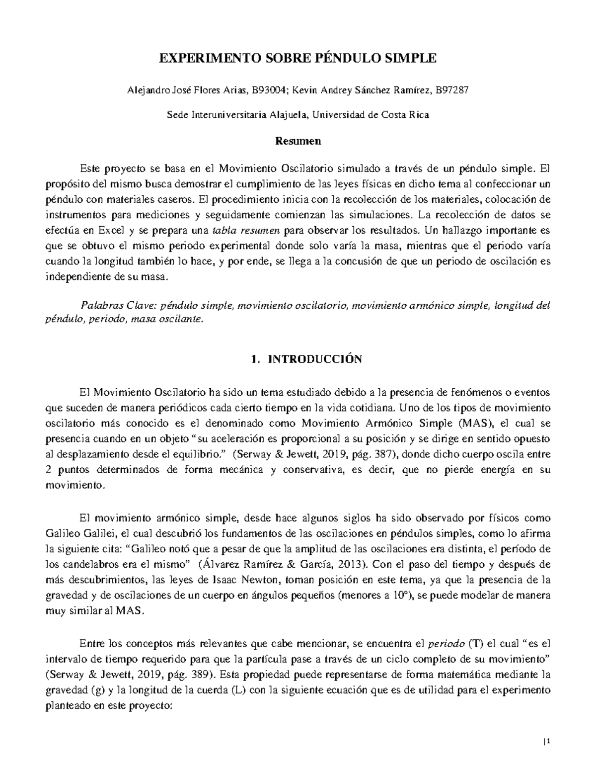 Proyecto Final - Movimiento Oscilatorio - FS0311 - G02 - Alejandro y Kevin - | EXPERIMENTO SOBRE ...