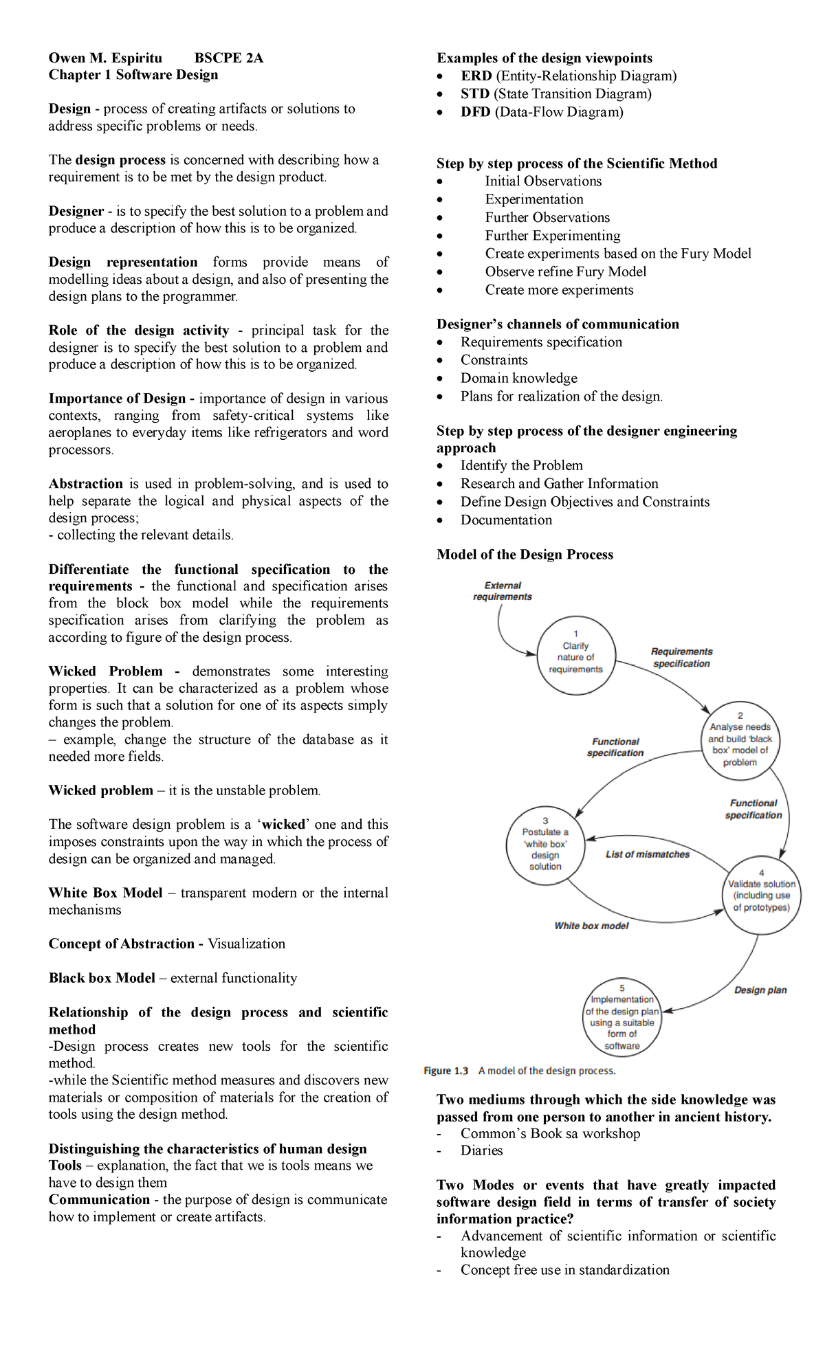 Reviewer Chapter 1 Software design - Owen M. Espiritu BSCPE 2A Chapter ...