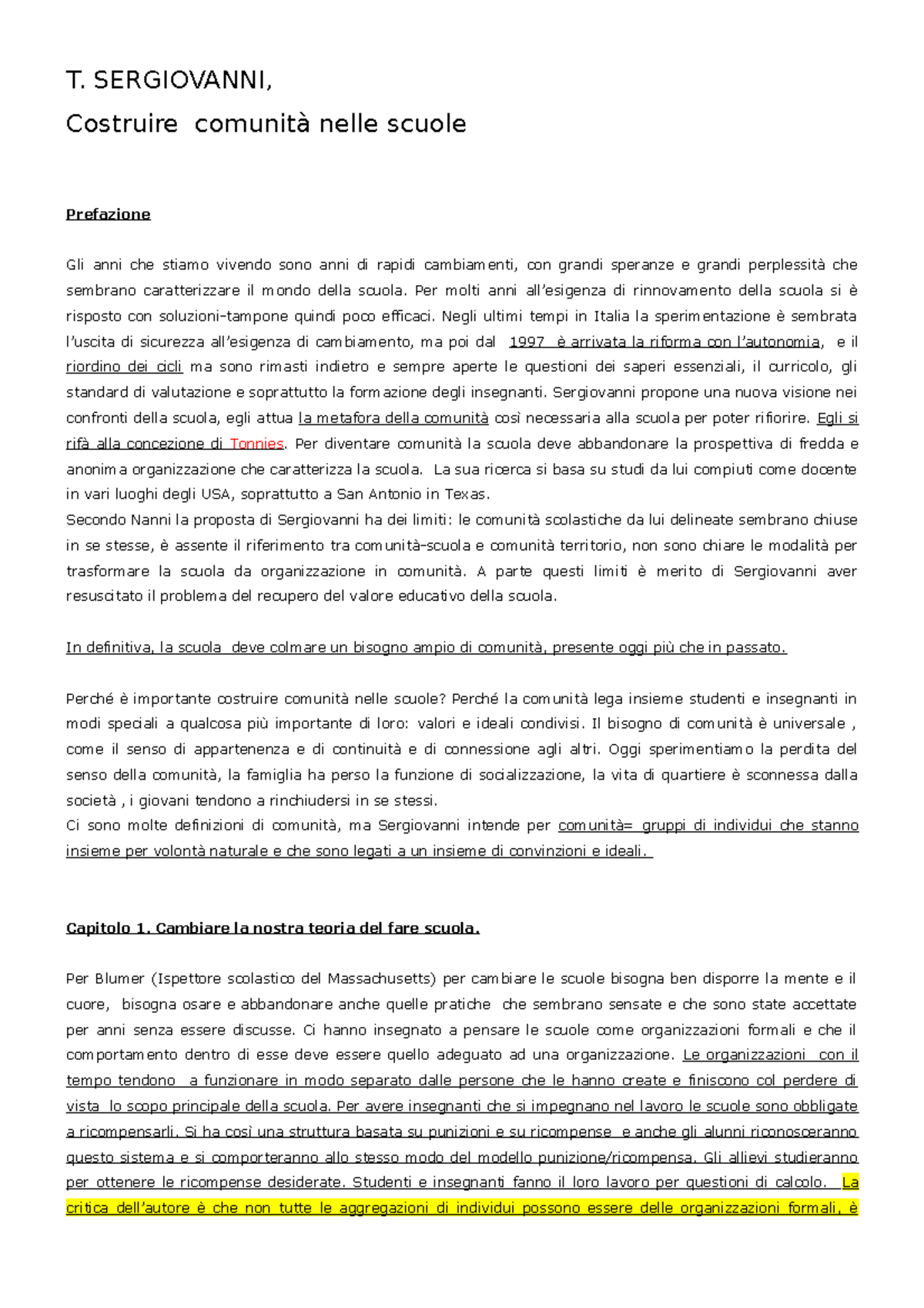 Sergiovanni - costruire comunità nelle scuole - T. SERGIOVANNI ...