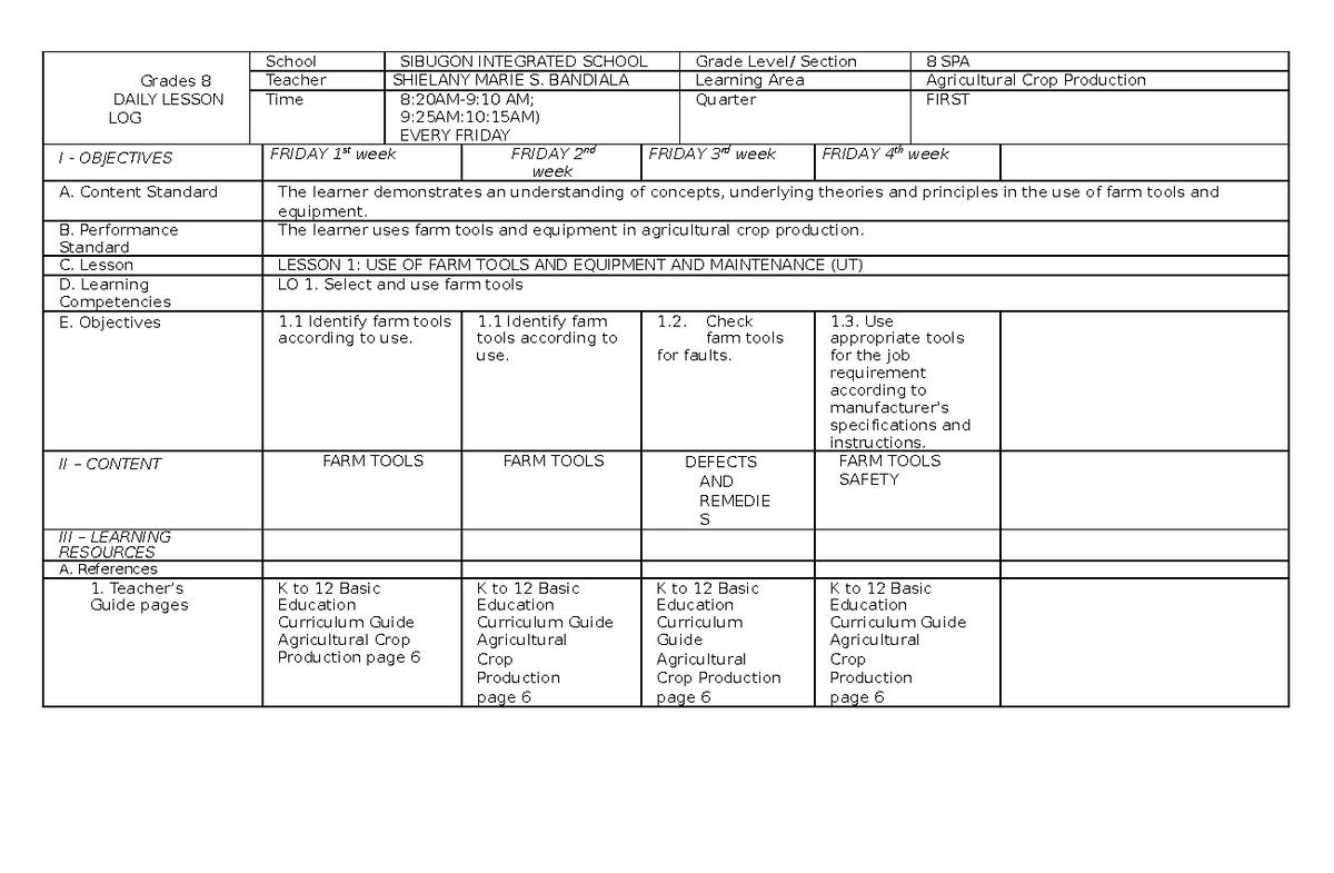 25712528 - None - Grades 8 DAILY LESSON LOG School SIBUGON INTEGRATED ...