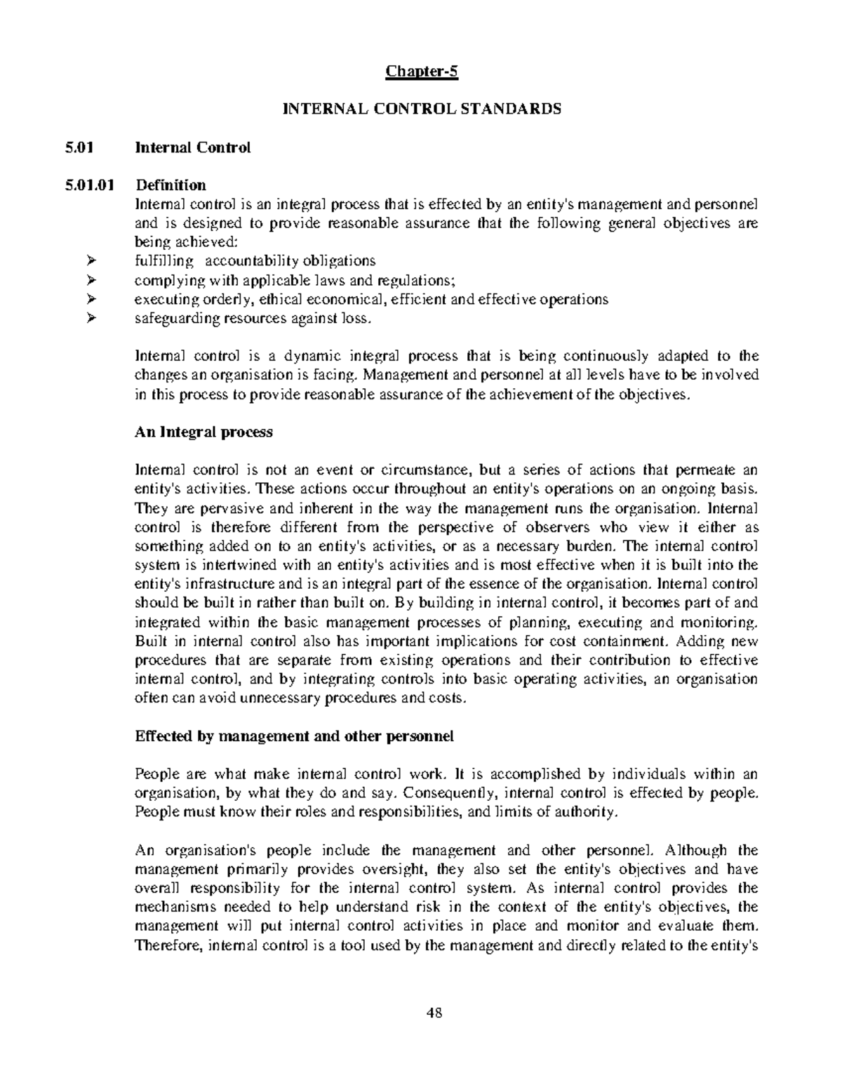 Internal control - Chapter- INTERNAL CONTROL STANDARDS 5 Internal ...