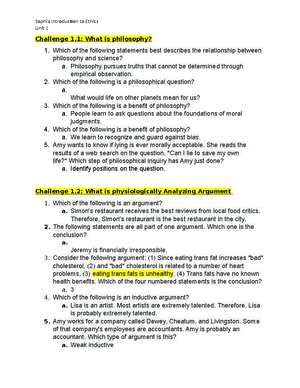 Sophia Introduction to Ethics Milestone unit 4 - Sophia Introduction to ...