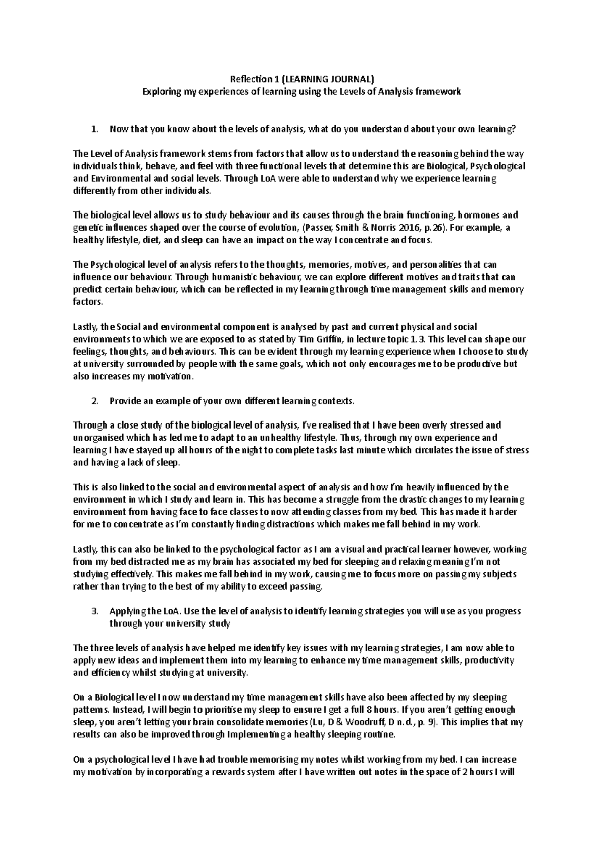 Reflection 1 - Through LoA were able to understand why we experience ...