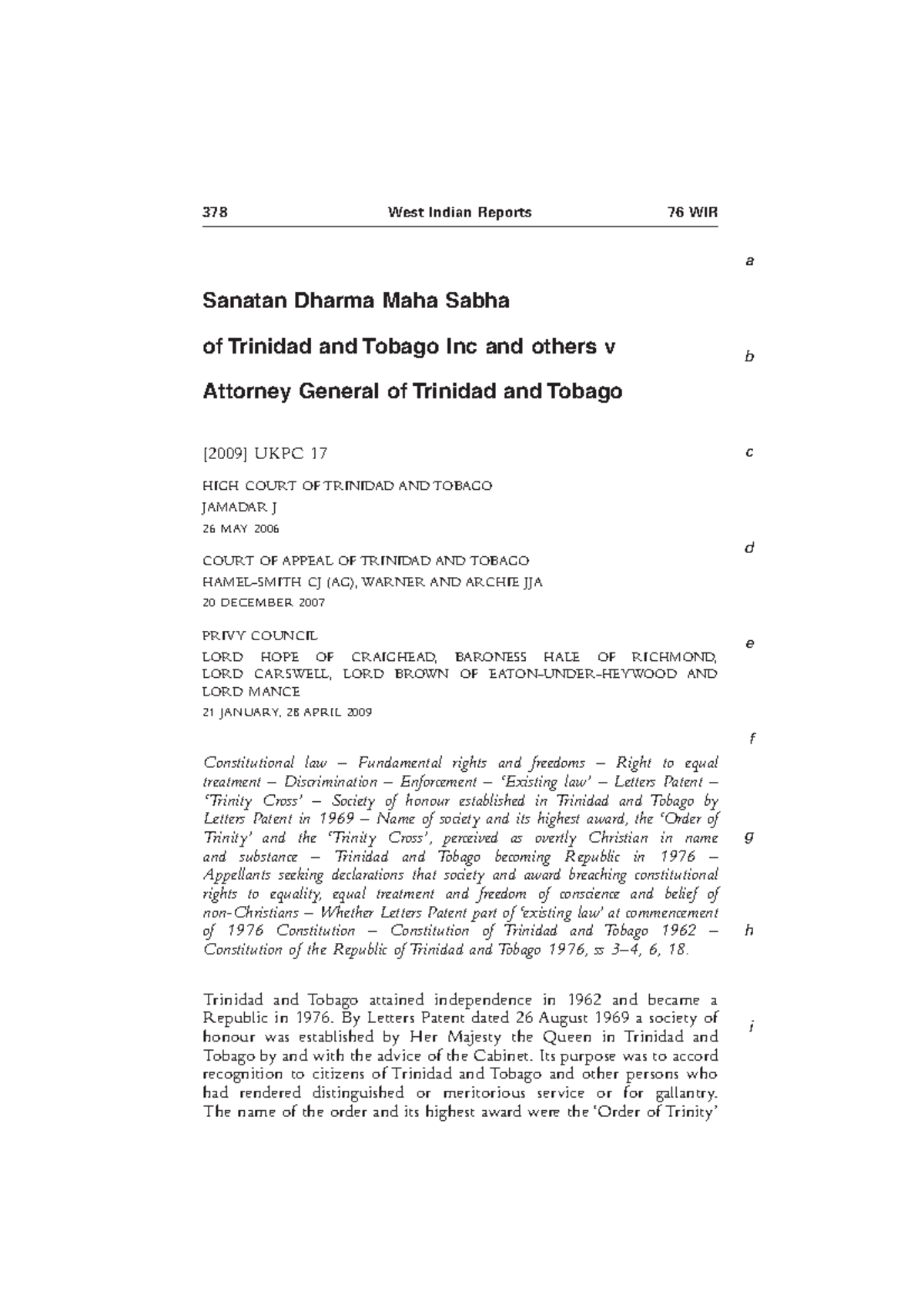 Sanatan Dharma Maha Sabha of Trinidad and Tobago Inc and others ...