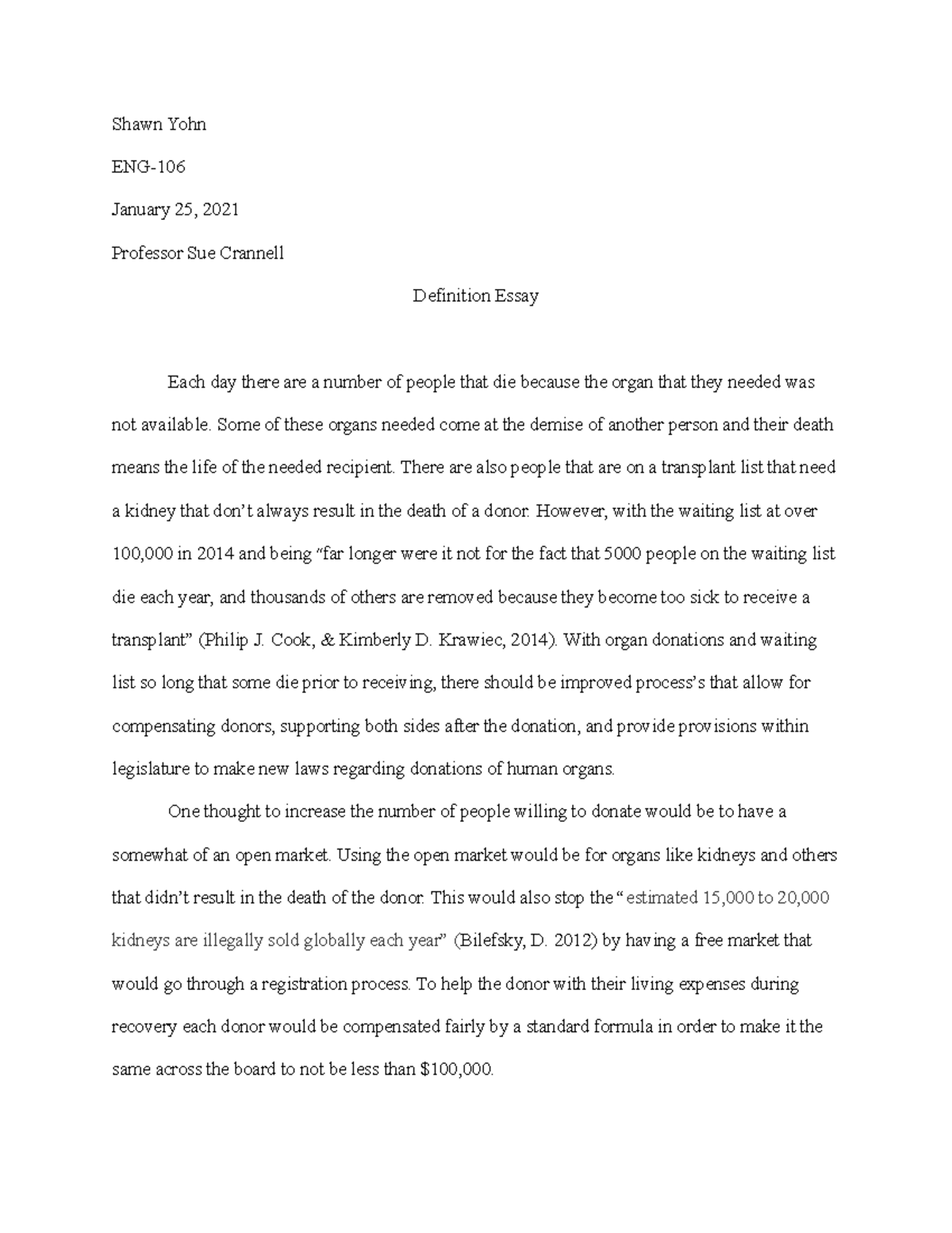 Shawn Yohn essay - English - ENG-105 - GCU - Studocu