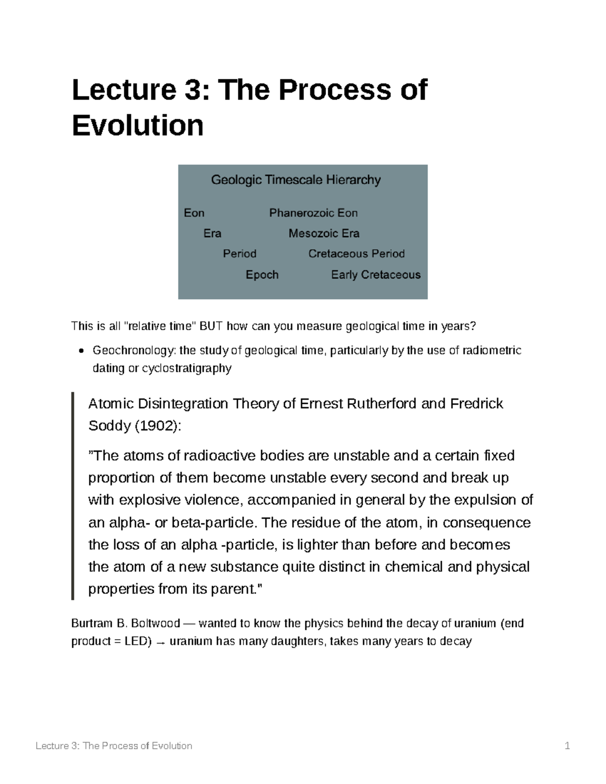 Lecture 3 The Process of Evolution - Lecture 3: The Process of ...