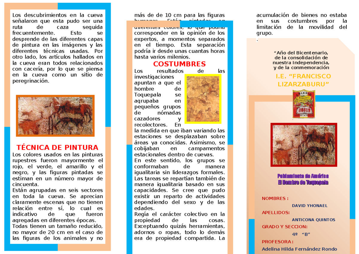 Triptico-toquepala-docx - Los descubrimientos en la cueva señalaron que ...