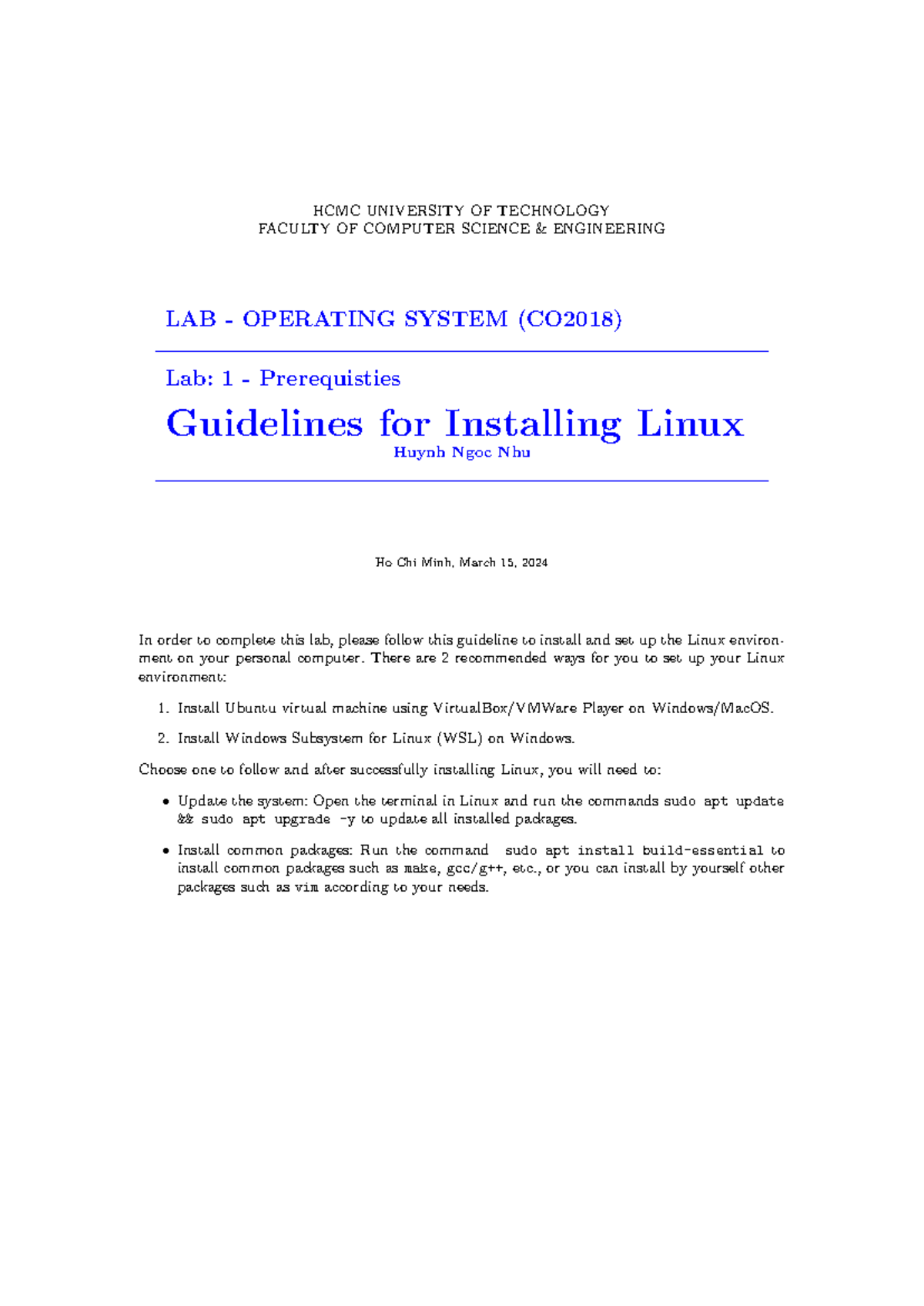 Pre Lab 1 Linux Setup Guide v1 - FACULTY OF COMPUTER SCIENCE ...