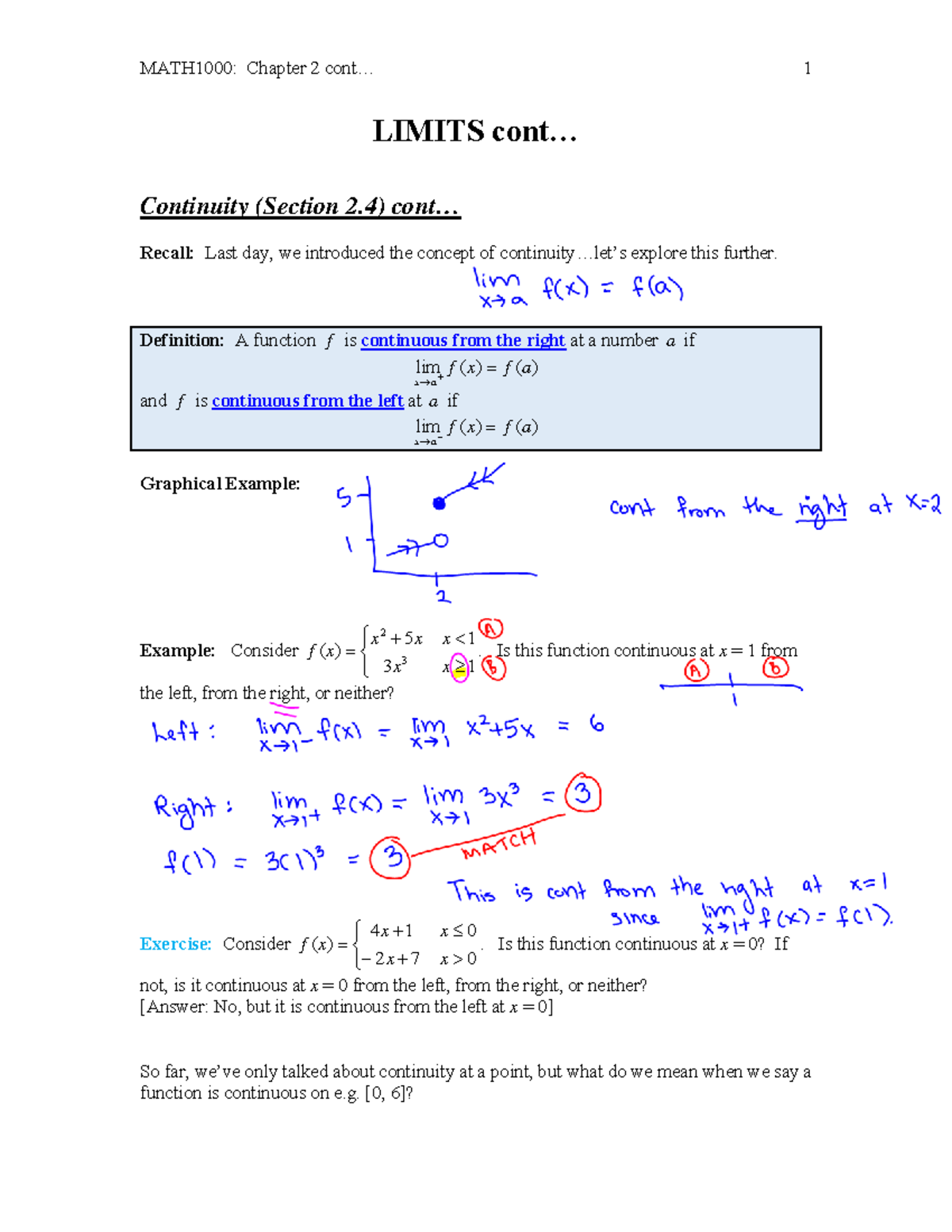 Calculus Continuity And Ivt Limits Cont Continuity Section 2 Cont Recall Last Day