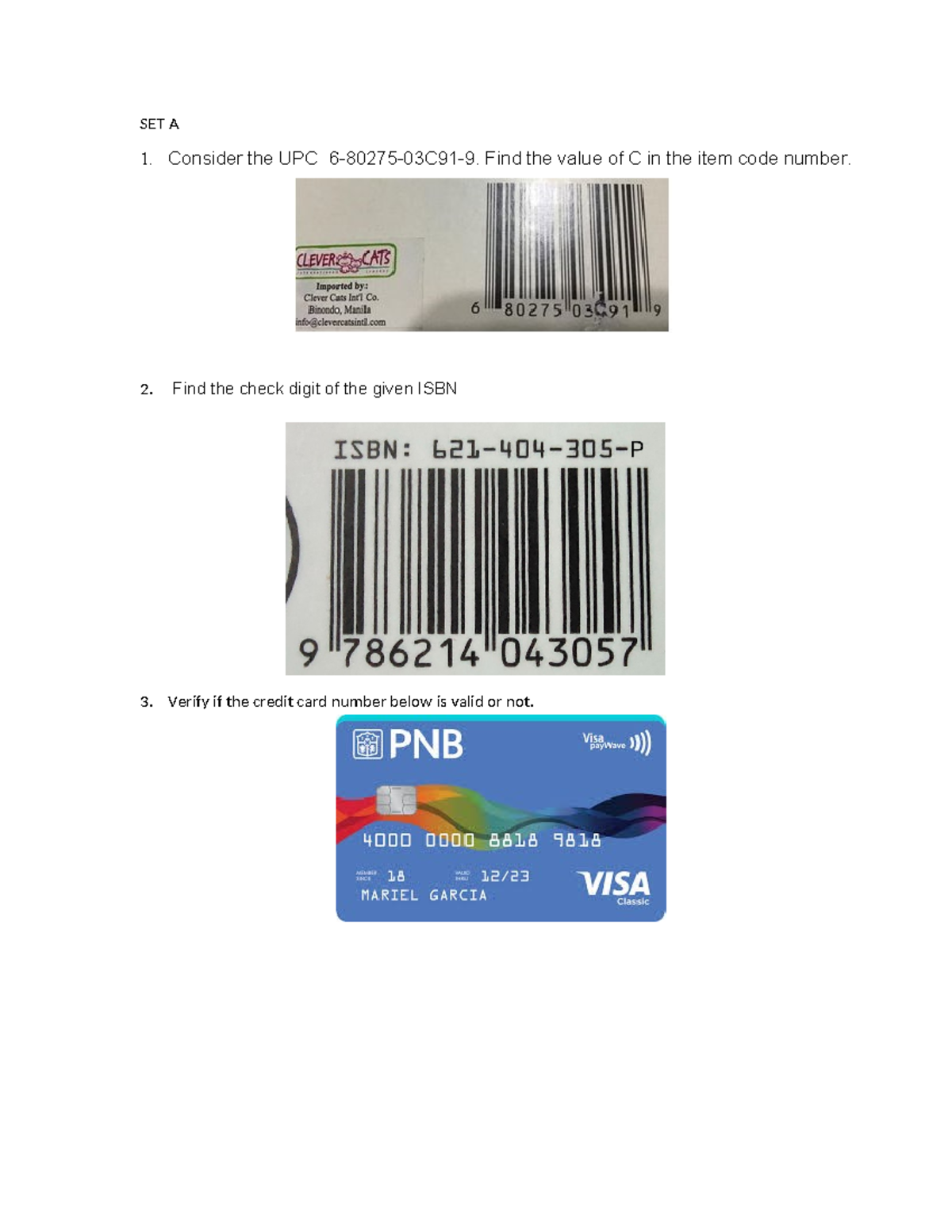 Product tagging and credit card - BS Accountancy - SET A 1. Consider ...