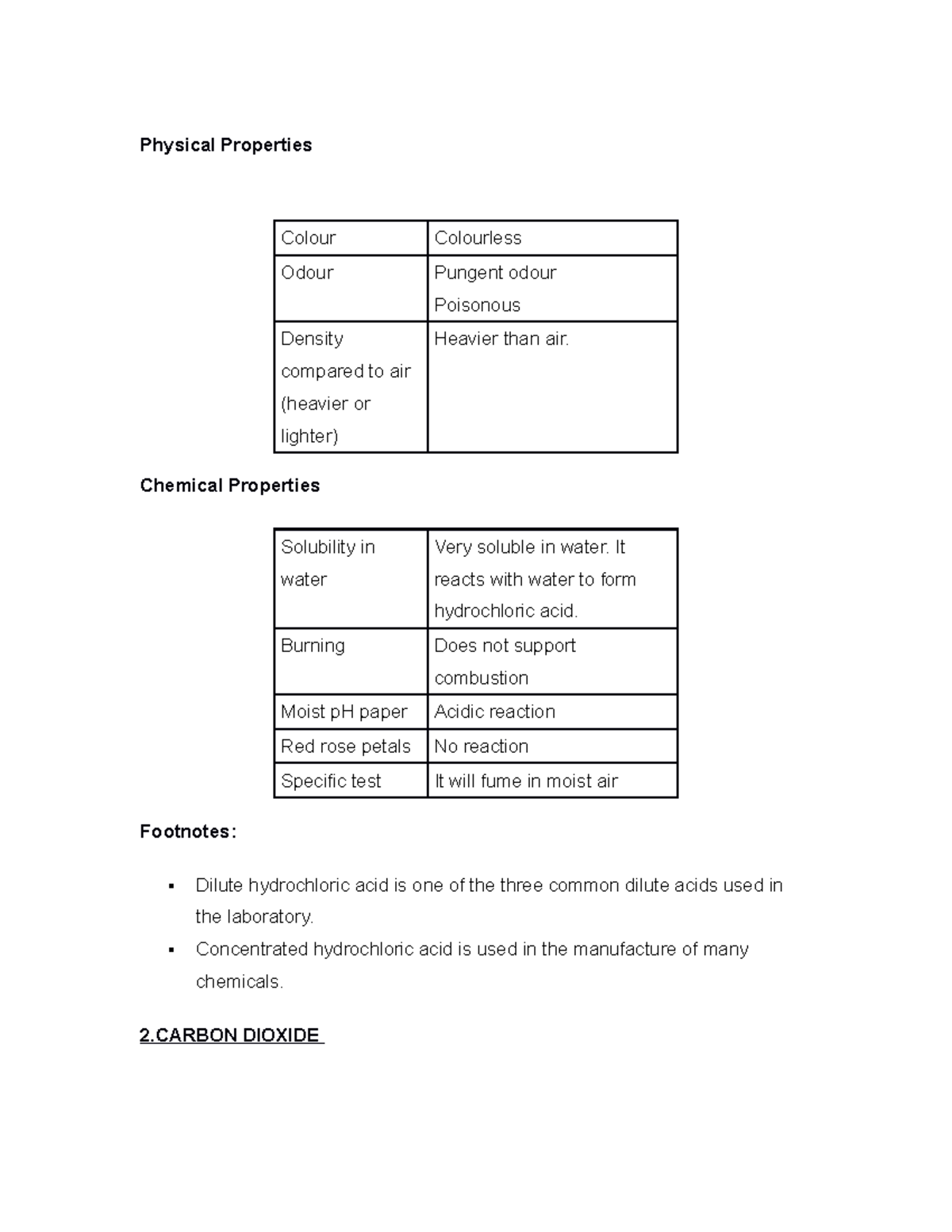 Chemistry notes first part-13 - Physical Properties Colour Colourless ...