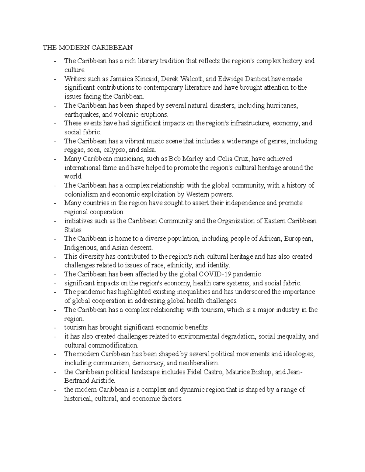 THE Modern Caribbean Notes 2 - THE MODERN CARIBBEAN The Caribbean has a ...