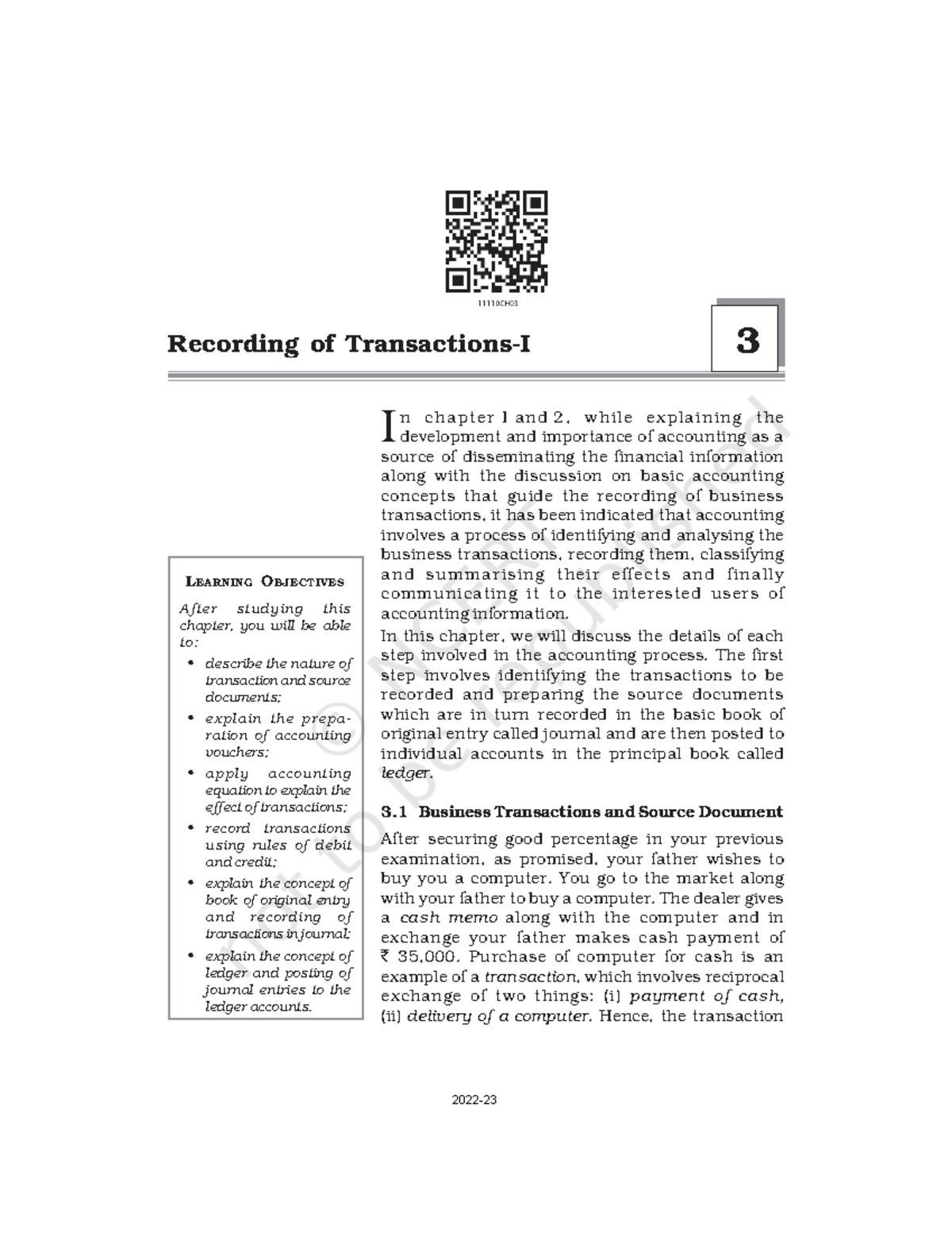 Keac103 - Recording of Transactions - 46 Accountancy LEARNING OBJECTIVES After studying this ...