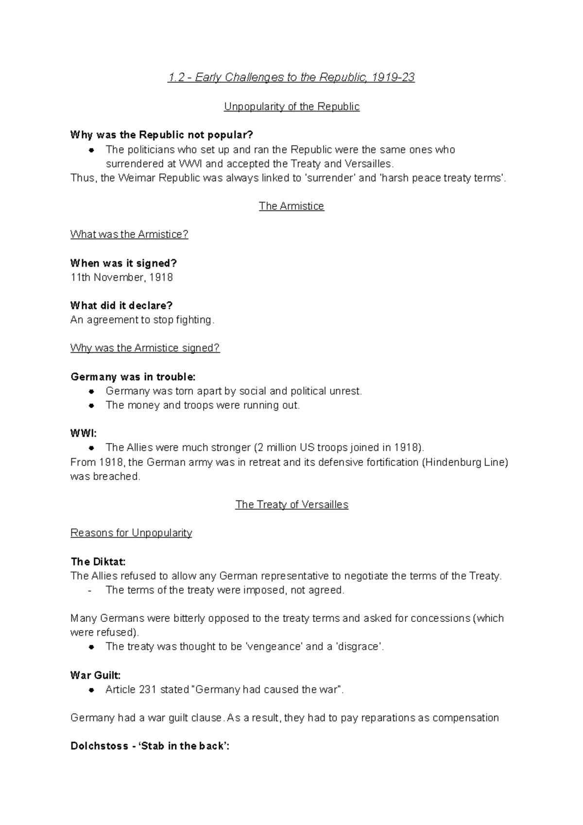 1.2 - Early Challenges to the Republic, 1919-23 - 1 - Early Challenges ...