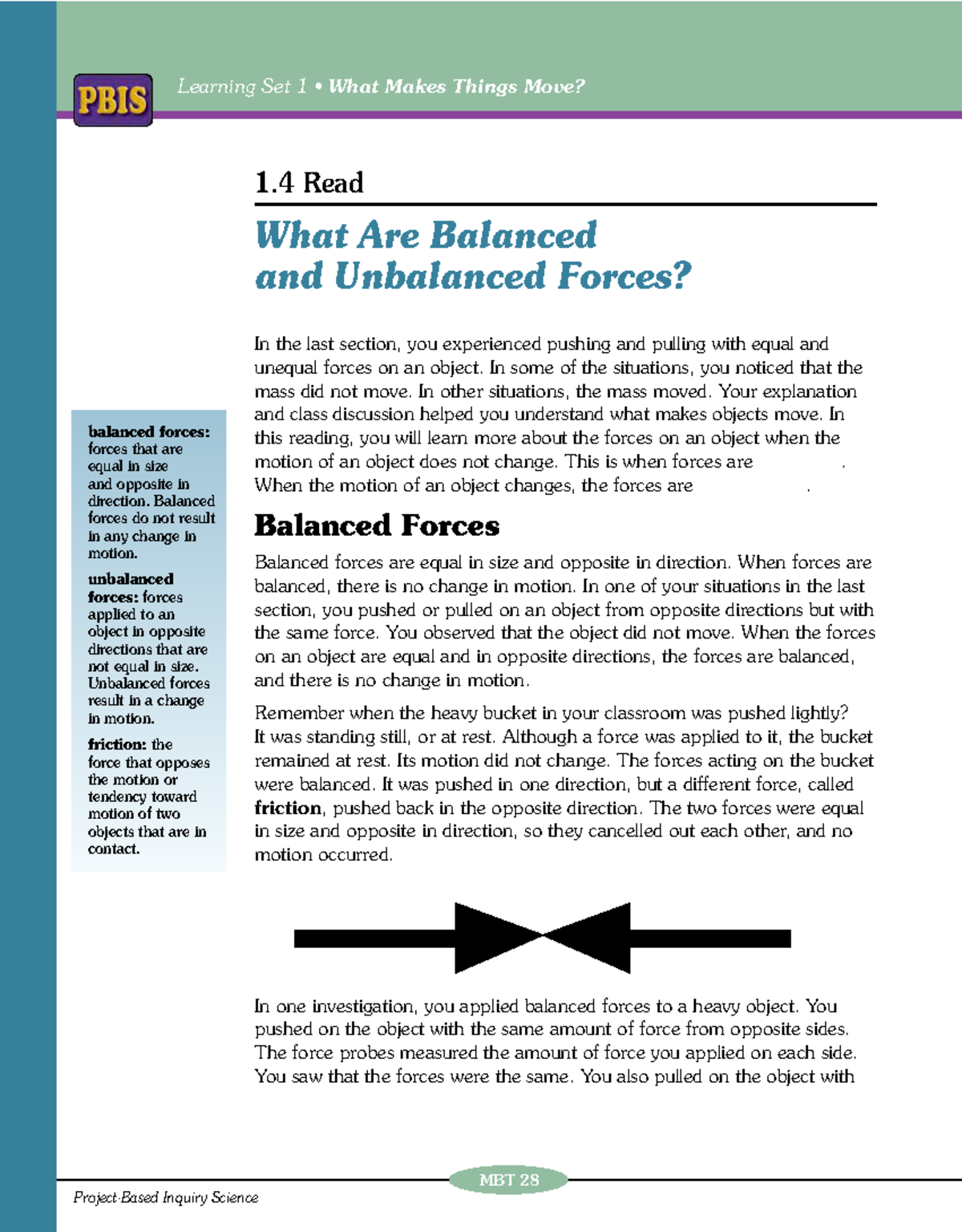 Balanced and unbalanced forces reading pg q8-34 - Project-Based Inquiry ...
