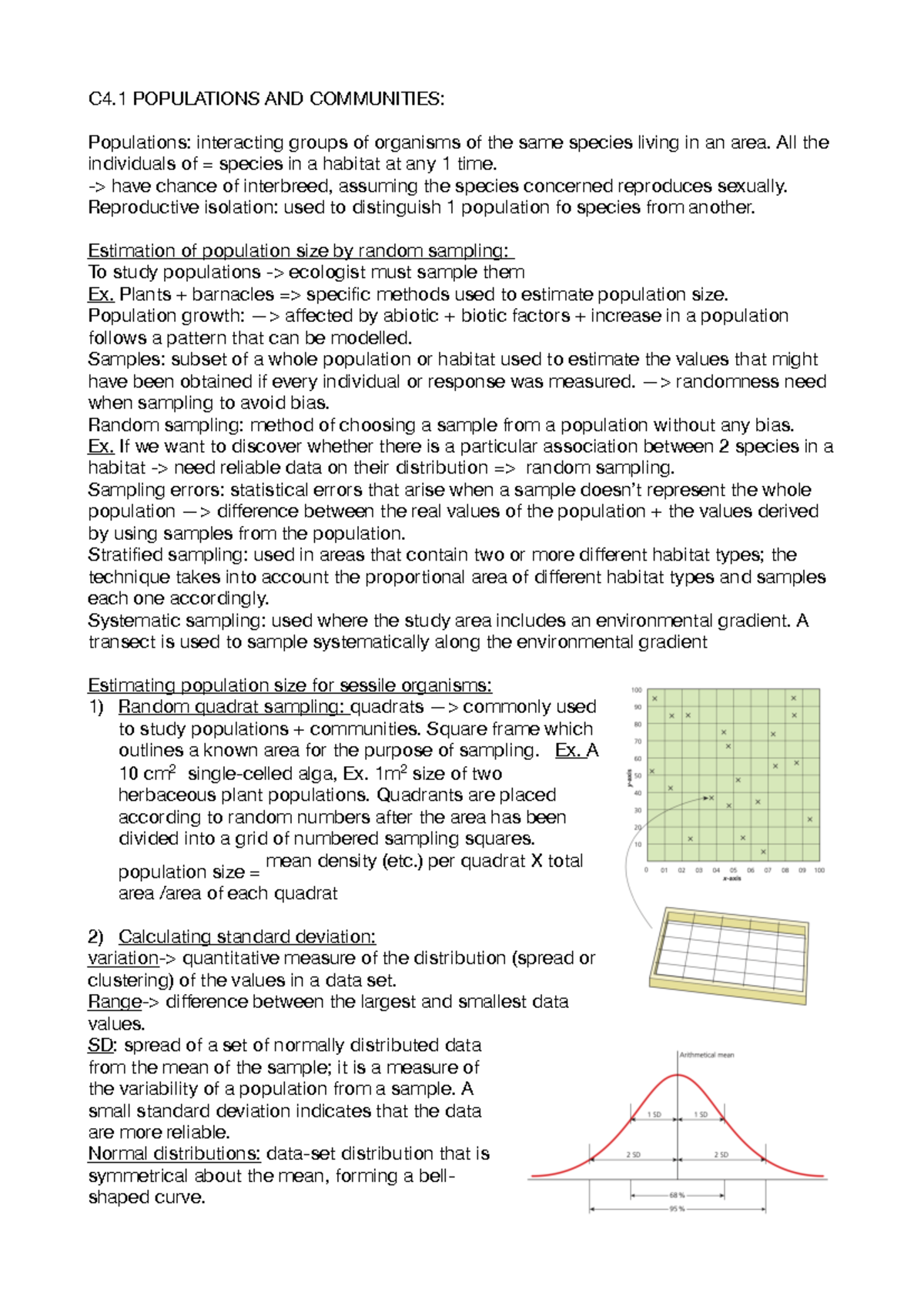 C4.1 - notes chapter C4.1 - C4 POPULATIONS AND COMMUNITIES: Populations ...