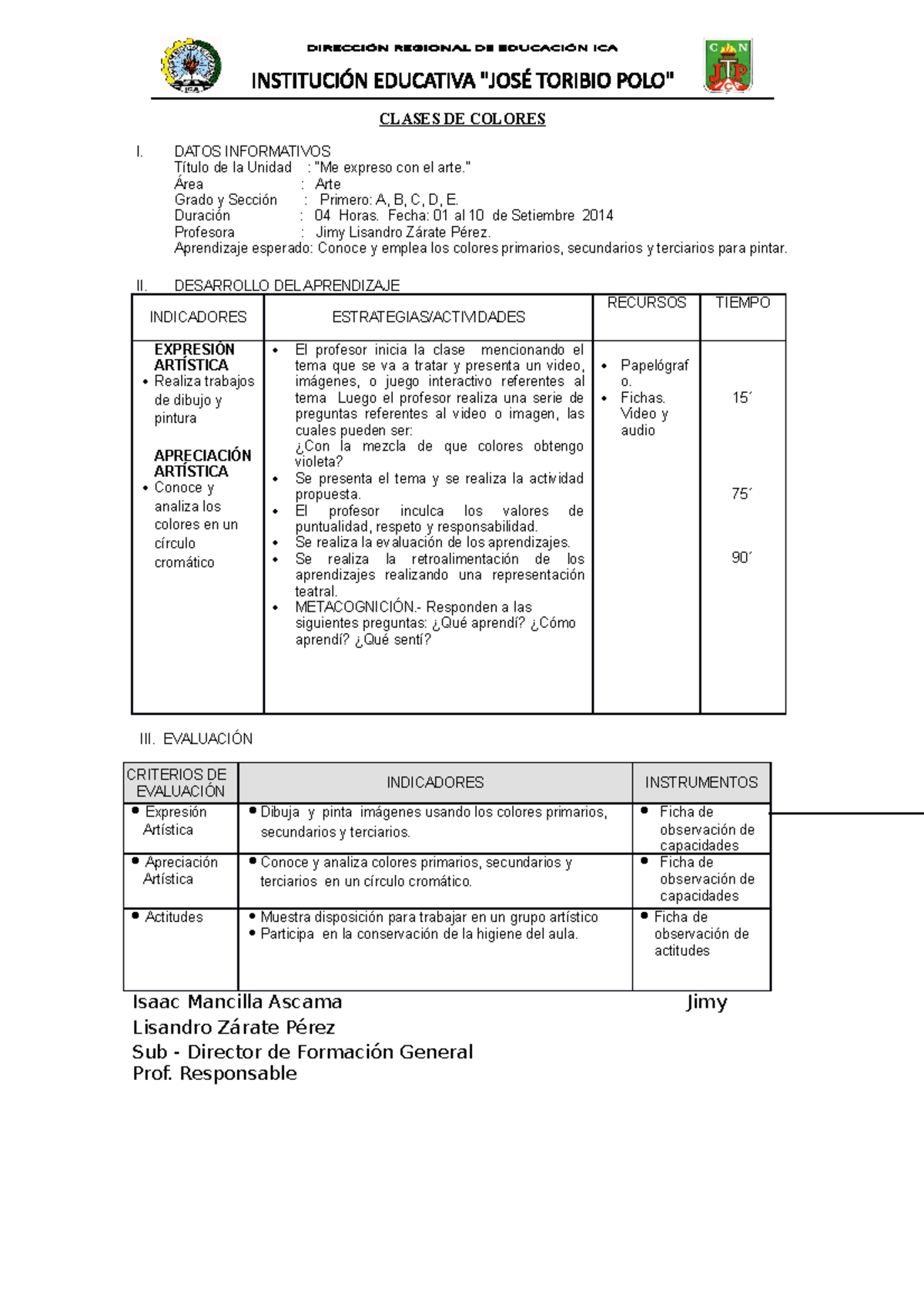 249367813 Sesion de aprendizaje Clases de Colores - CLASES DE COLORES I ...
