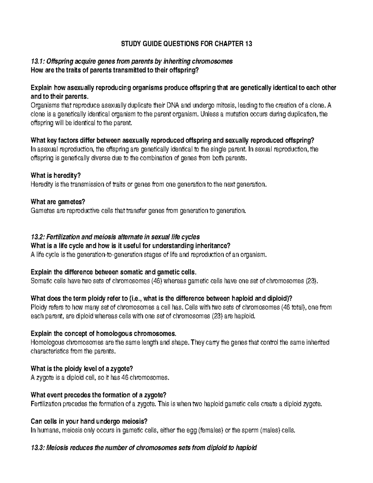 Study guide 13 - Campbell Biology Textbook, Dr. O'Quinn - STUDY GUIDE ...