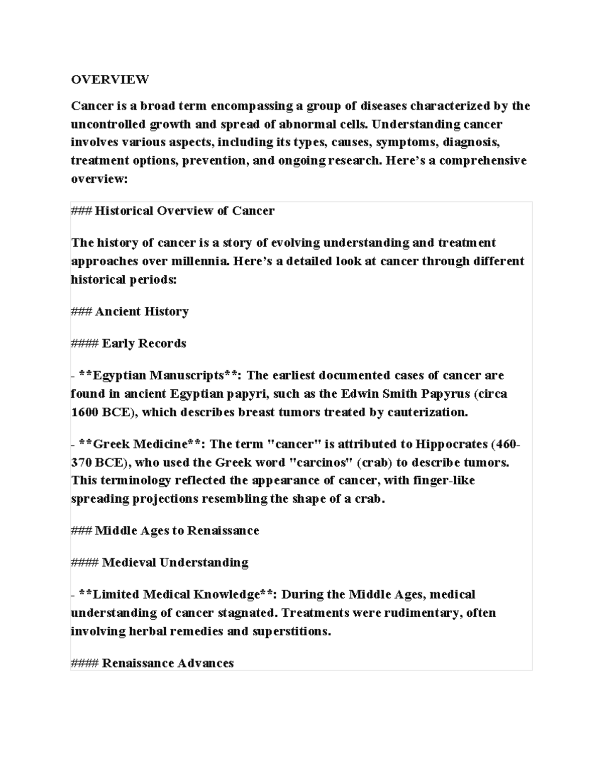 Project file cancer data - OVERVIEW Cancer is a broad term encompassing ...