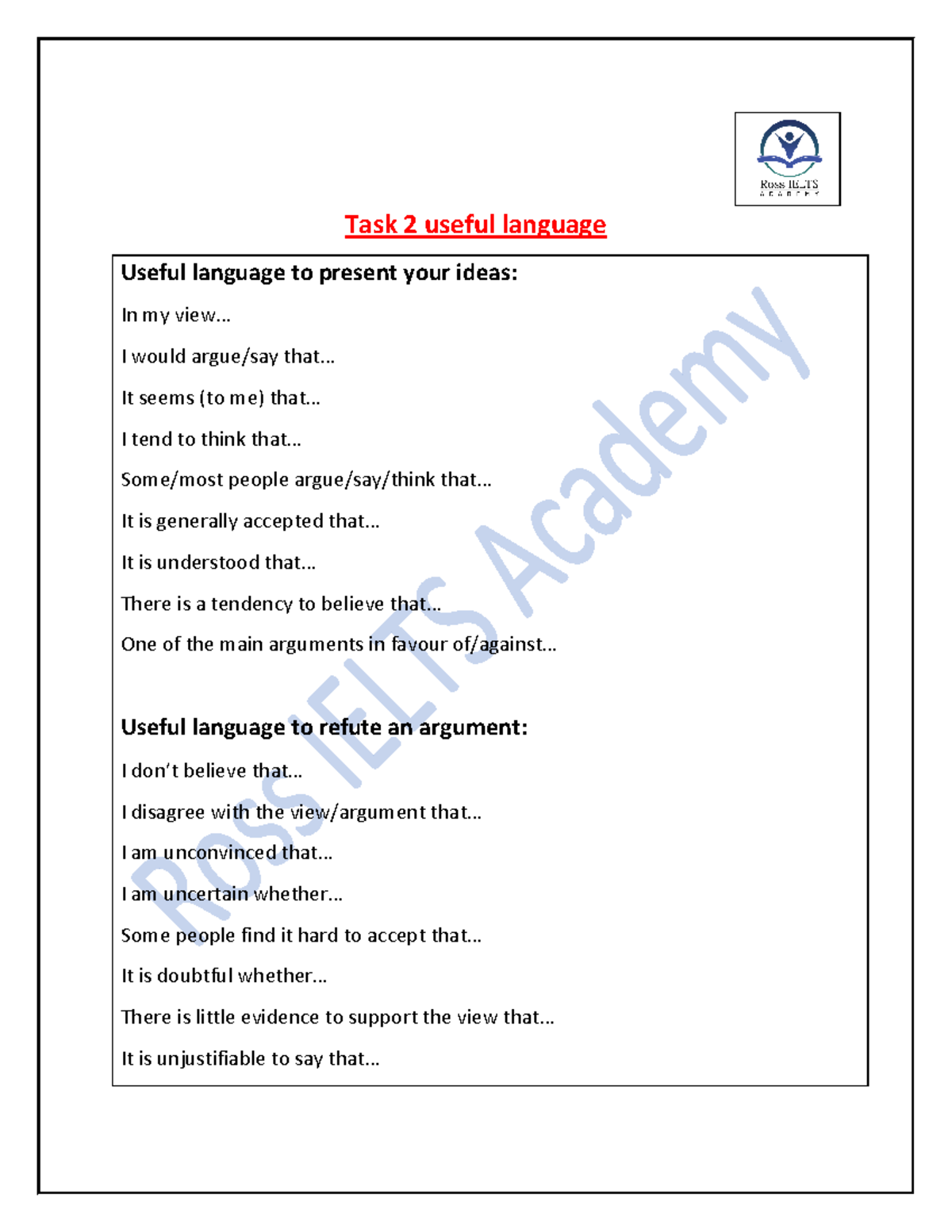 Task2-useful-language - Task 2 useful language Useful language to ...