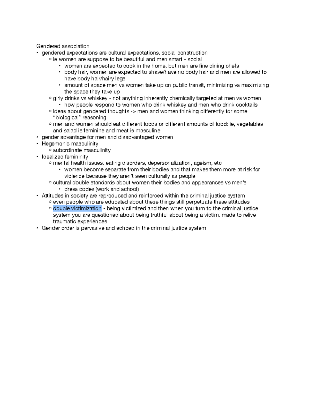 Notability Notes 7 - Gendered association gendered expectations are ...