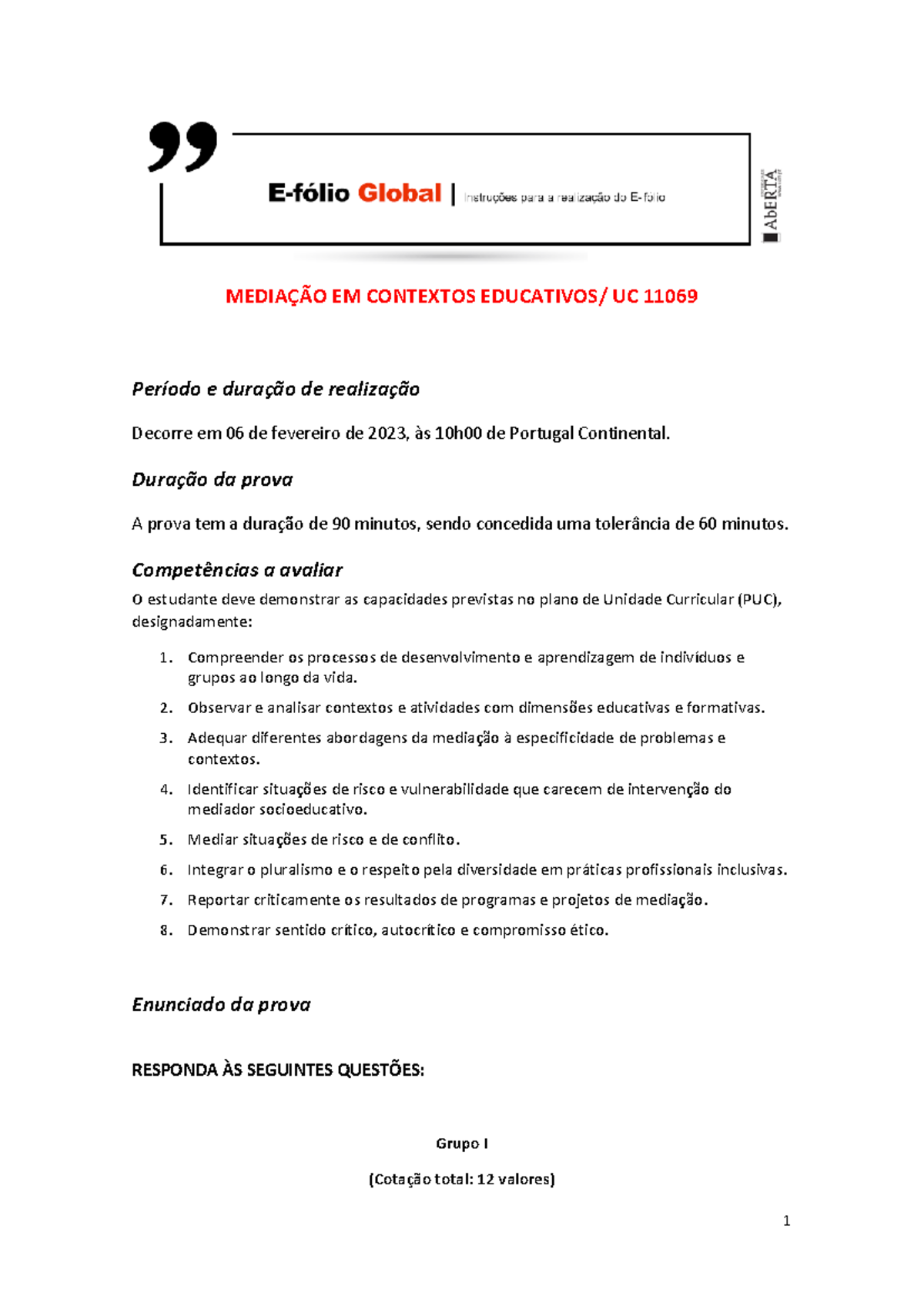 Efolio Global 06fevereiro 2023 - 1 MEDIAÇÃO EM CONTEXTOS EDUCATIVOS/ UC ...