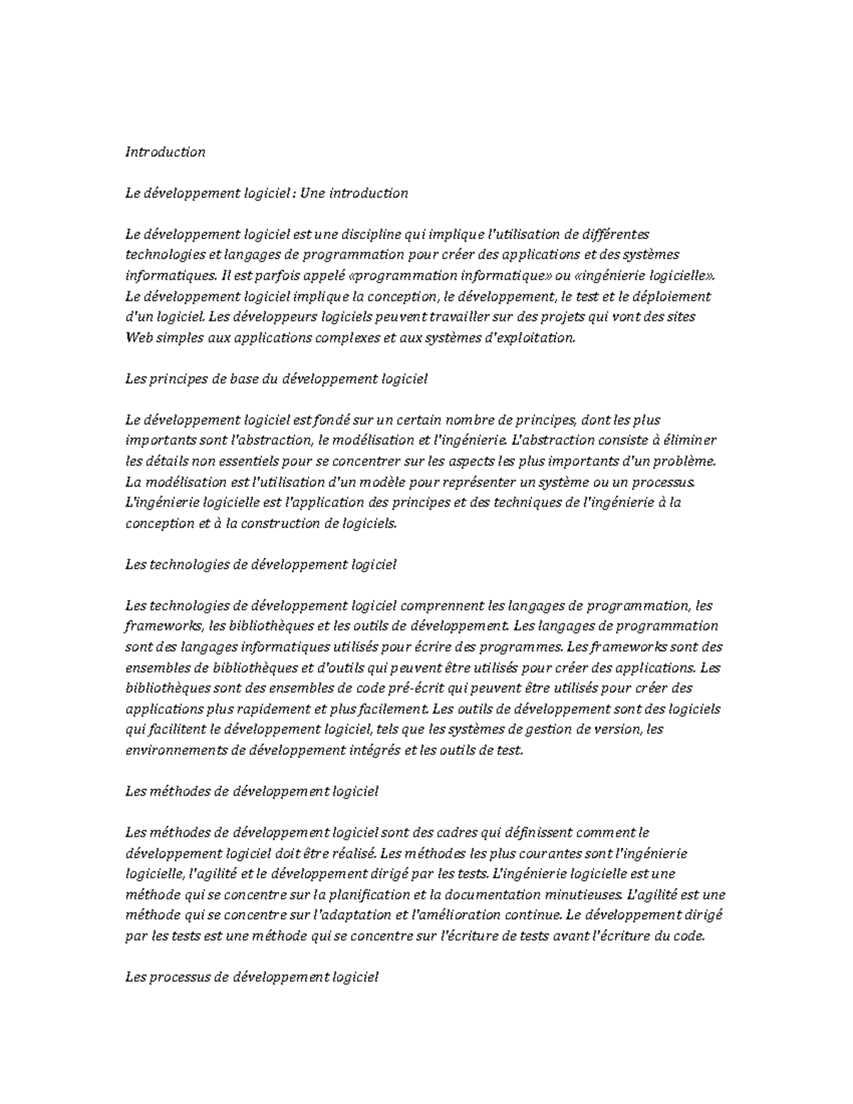 Software Development Study Notes - Introduction Le développement ...