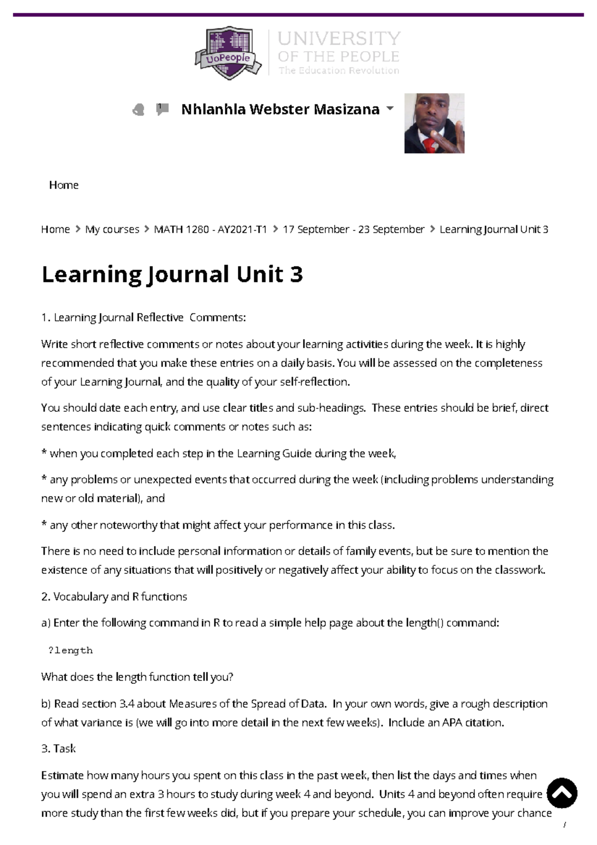 MATH 1280 - AY2021-T1 Learning Journal Unit 3 - Home Learning Journal ...