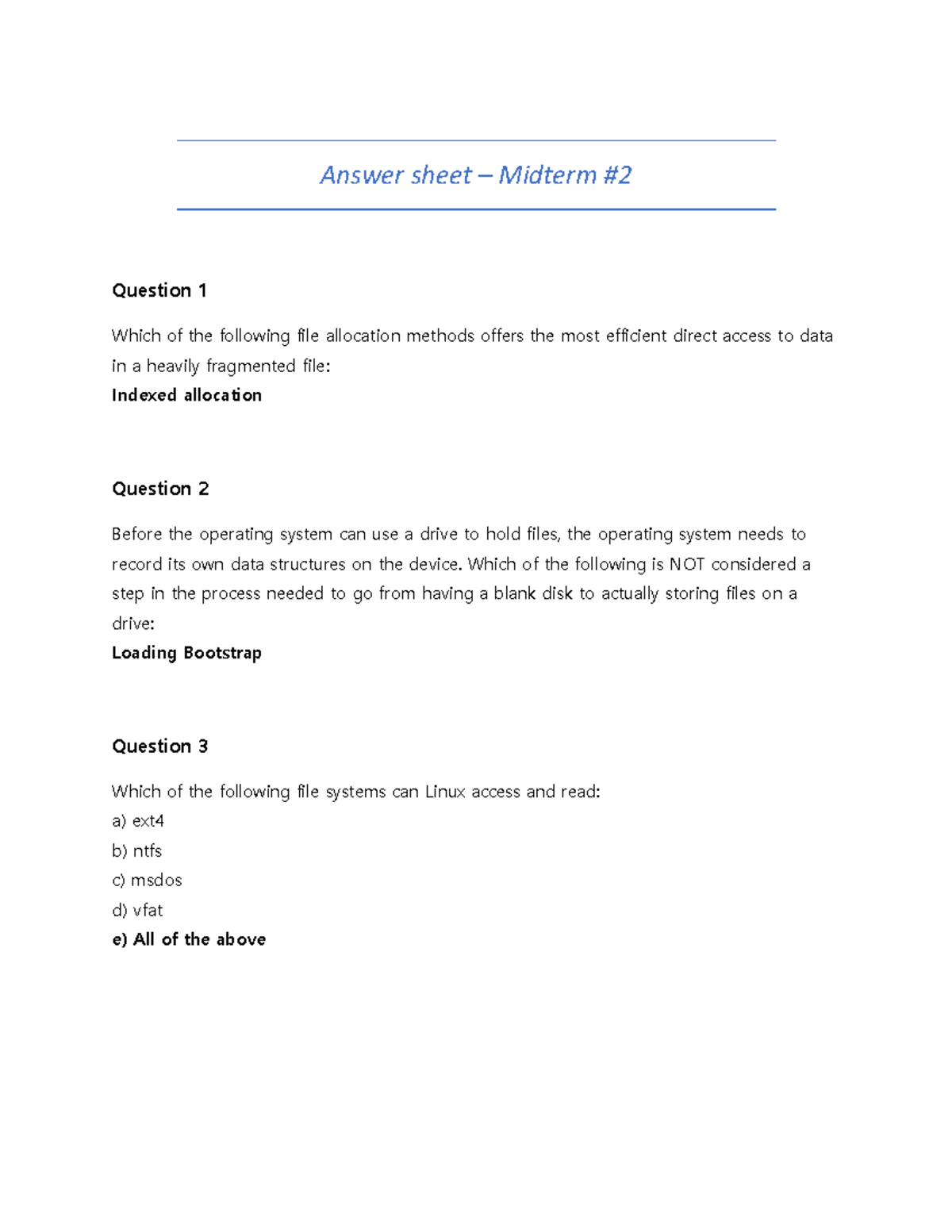 Cst8102Midterm#2 Answer Sheet v2 - Answer sheet – Midterm Question 1 Which of the following file ...