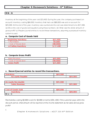 Homework Ch 4 Solutions Updated ACCT 220 6th Ed - Chapter 4 Homework Solutions – 6th Edition ...
