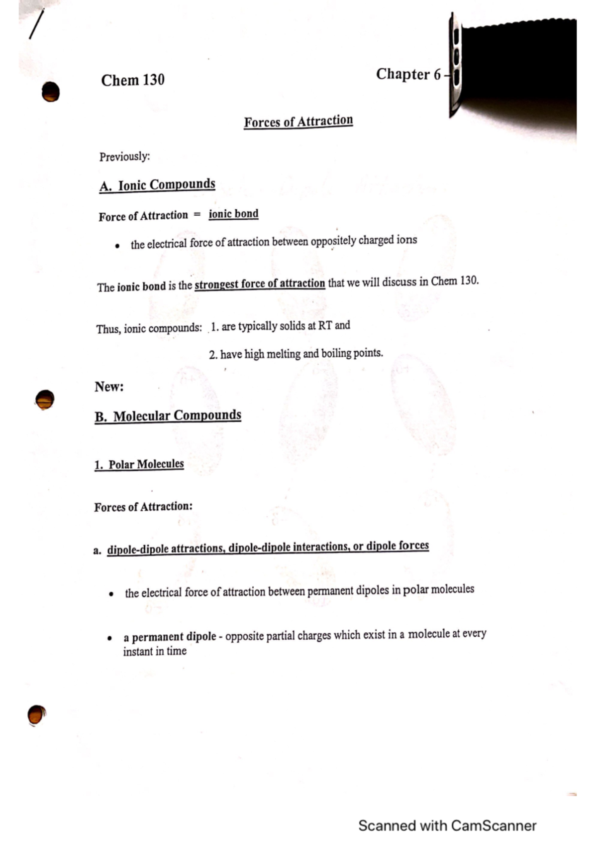 Chem 130 Forces of Attraction - Chem 130 Chapter 6 Forces of Attraction ...
