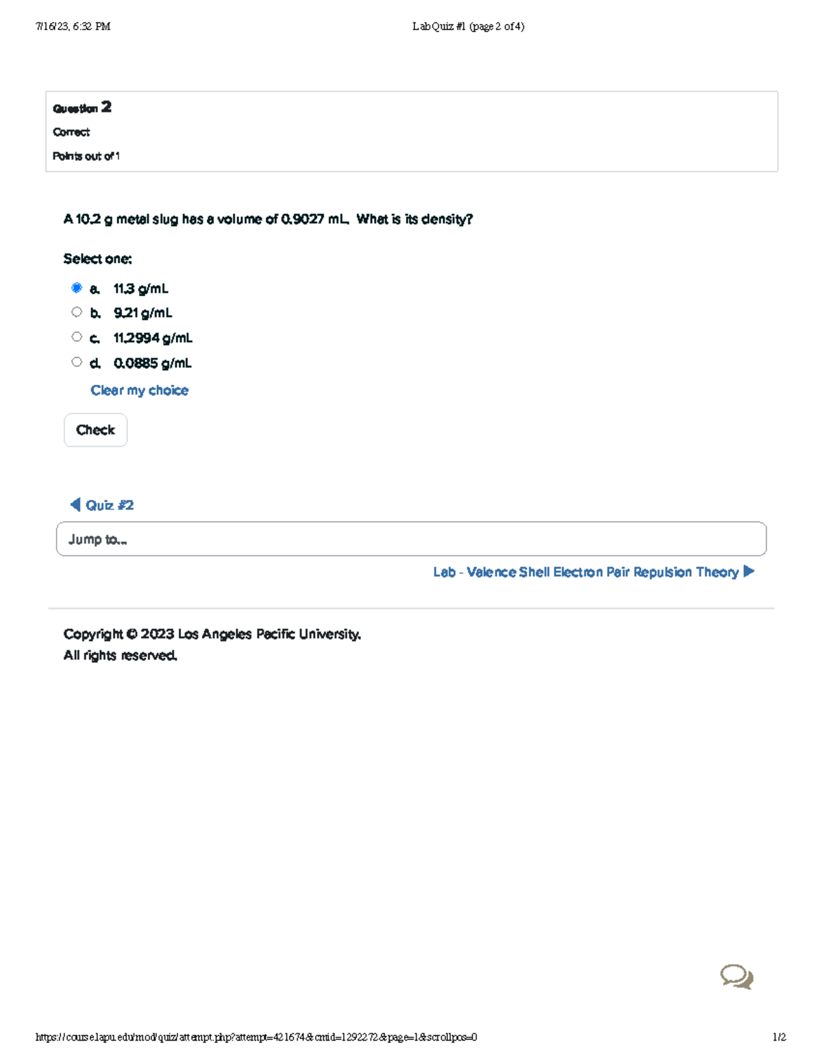 Lab Quiz #1 (page 2 of 4) - Lab quiz answers and questions. this is for week 1 - 7/16/23, 6:32 ...