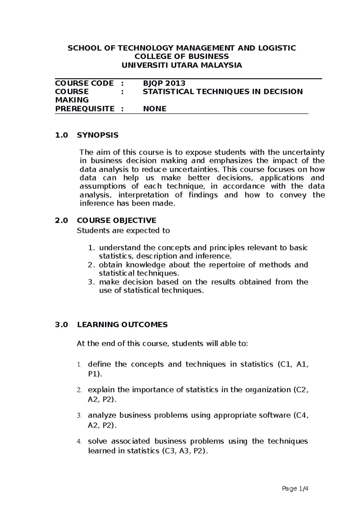 BJQP2013 Sylibus BI Student A222 - SCHOOL OF TECHNOLOGY MANAGEMENT AND ...