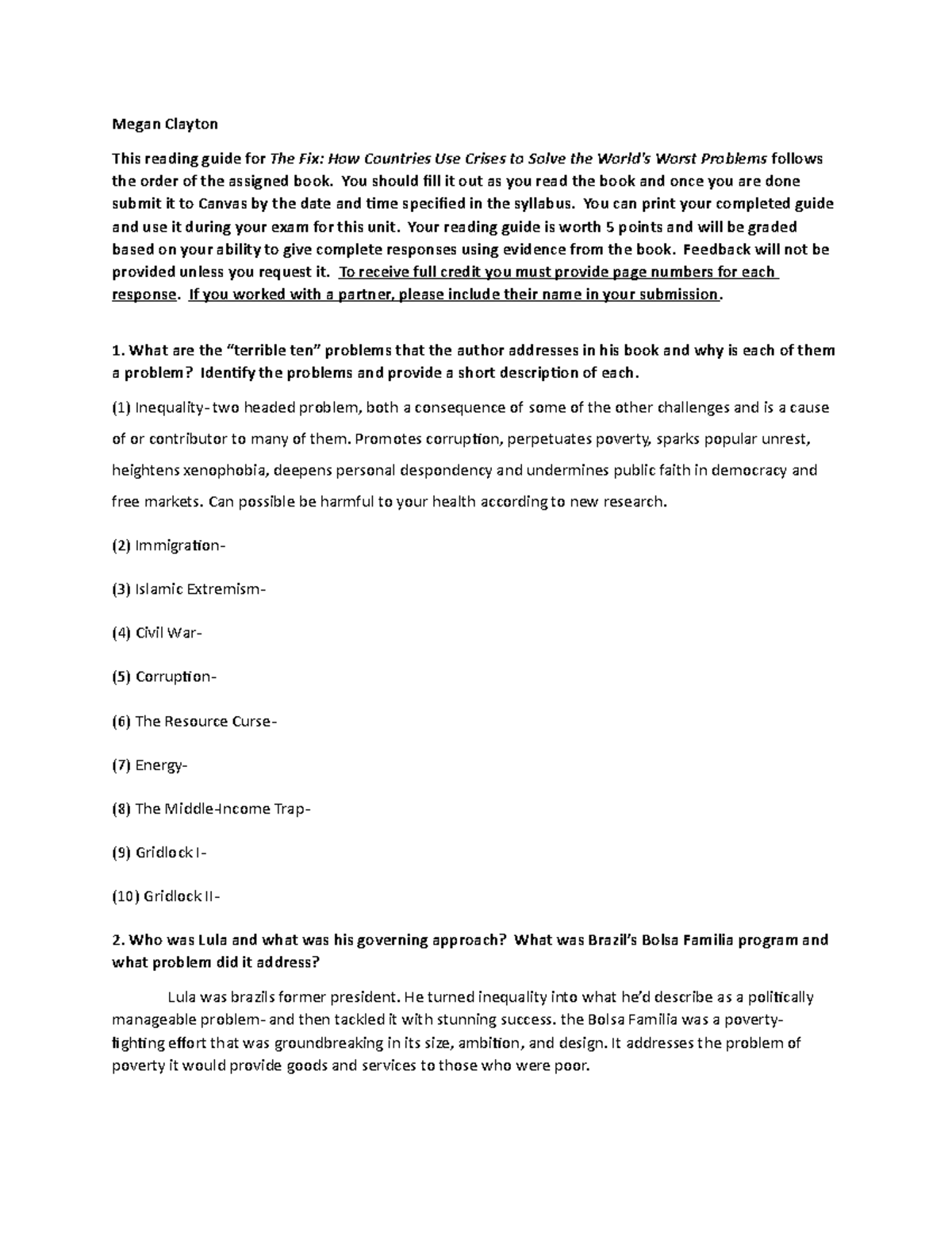 Political Science Unit Reading Guide - Megan Clayton This reading guide ...