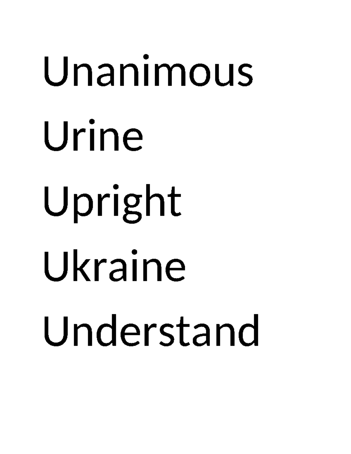 Letter U Words - Elementary English - Unanimous Urine Upright Ukraine ...