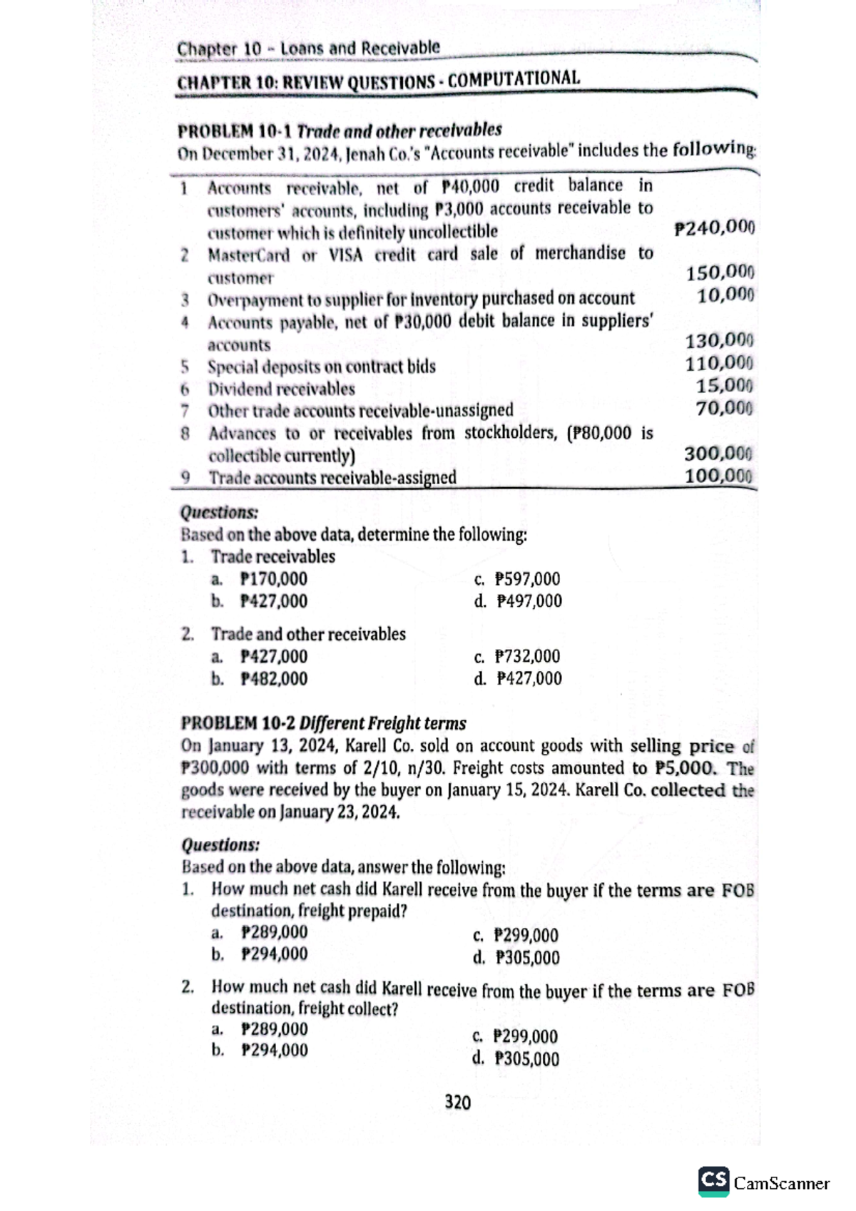 Loans and Receivable Problems - Chapter 10 à Loans and Receivable CHAPTER 10: REVIEW QUESTIONS ...
