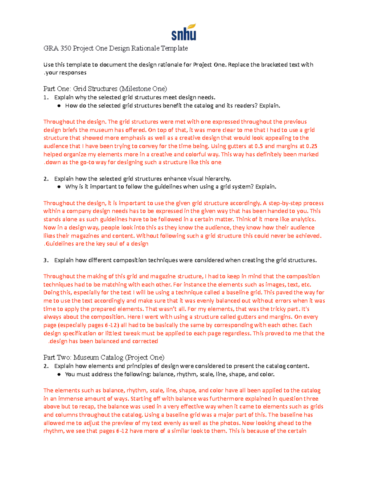 GRA 350 Project One Design Rationale Template W3 - Replace the ...