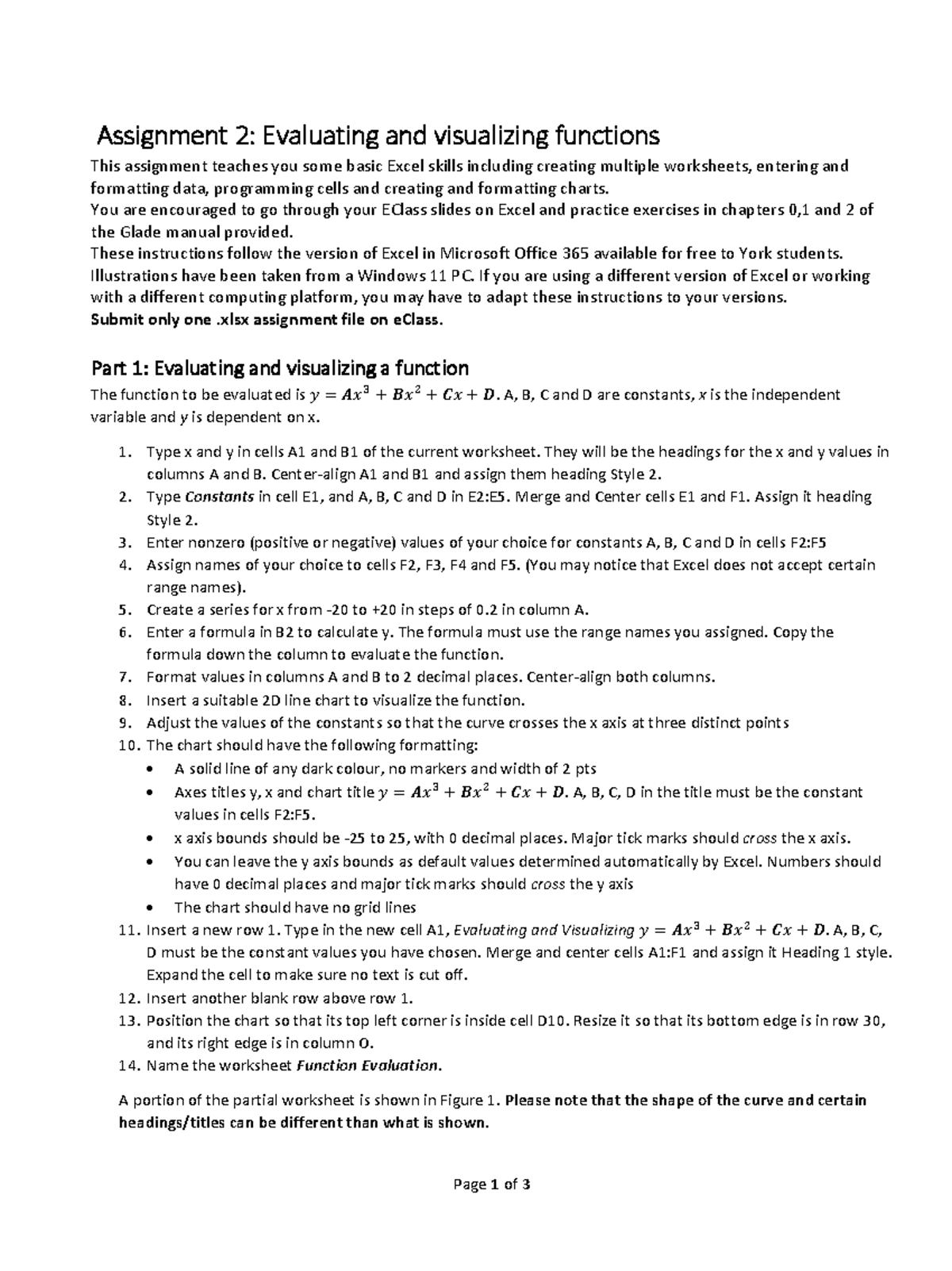 Assignment 2 Instructions Page 1 Of 3 Assignment 2 Evaluating And Visualizing Functions This 