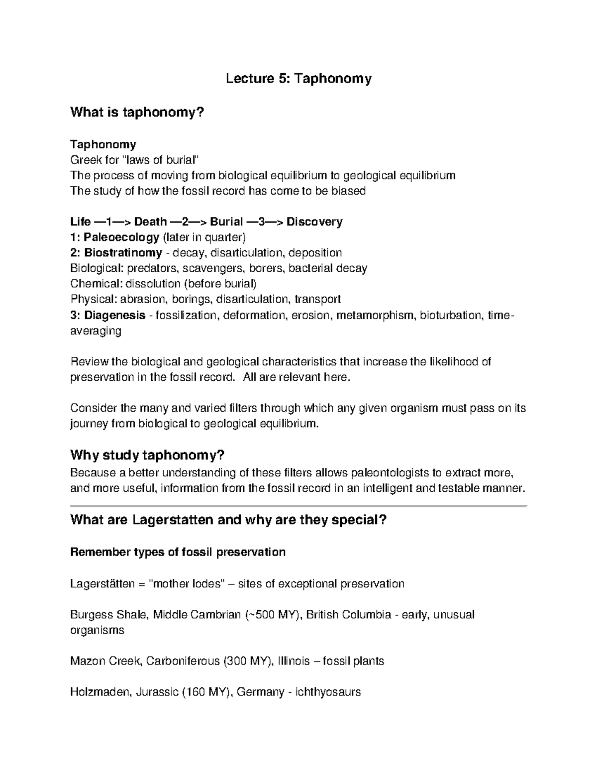Lecture 5 2016 Taphonomy - Lecture 5: Taphonomy What is taphonomy ...