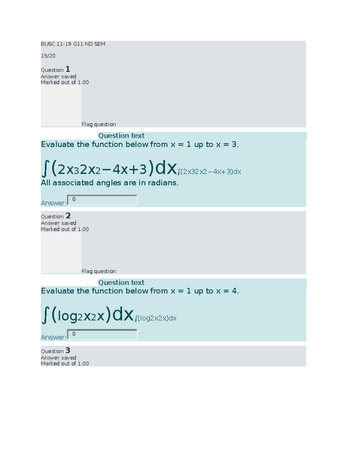 BUSC G11 WEEK 11 19.docx-2 - BUSC 11-19 G11 ND SEM 15/ Question 1 Answer saved Marked out of 1 ...
