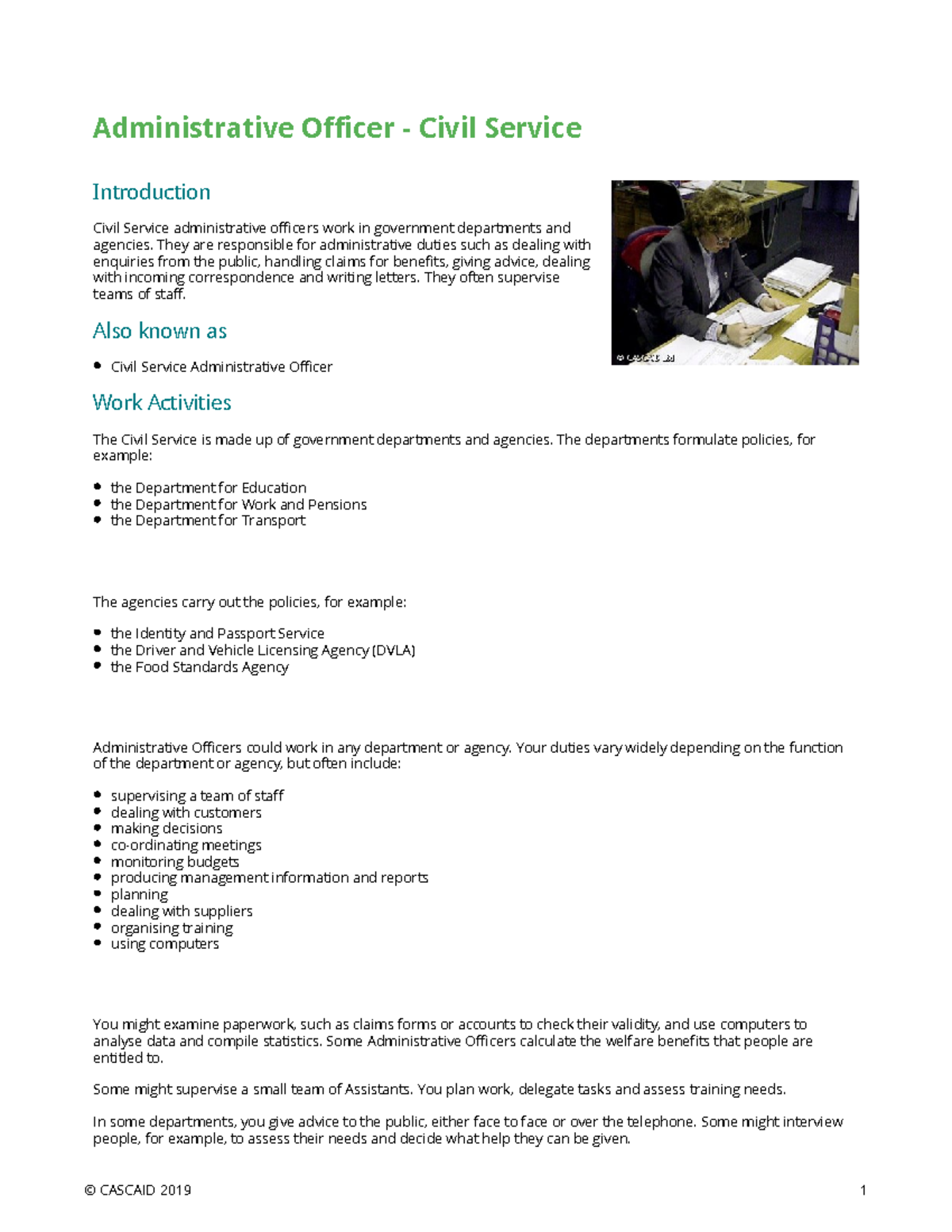 Administrative Officer Civil Service - They are responsible for ...